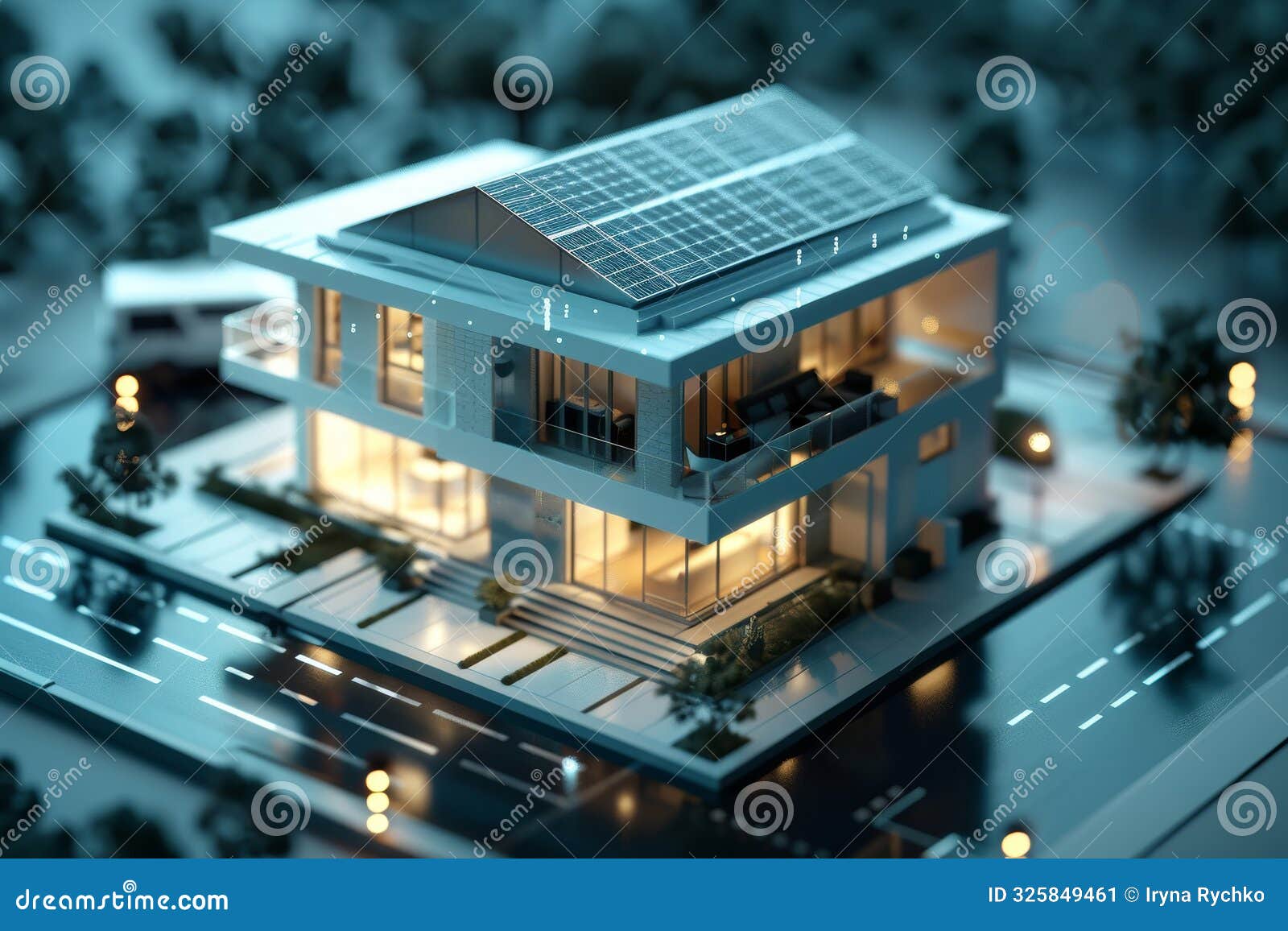 Smart Home with Solar Panels Rooftop System for Renewable Energy Stock ...