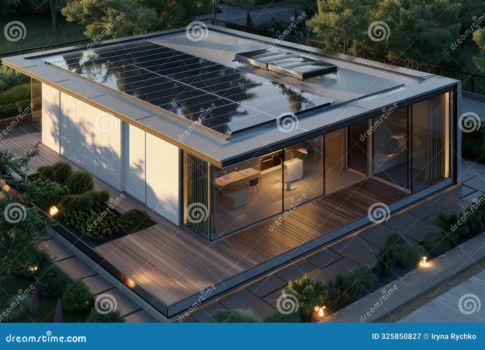 Smart Home with Solar Panels Rooftop System for Renewable Energy Stock ...