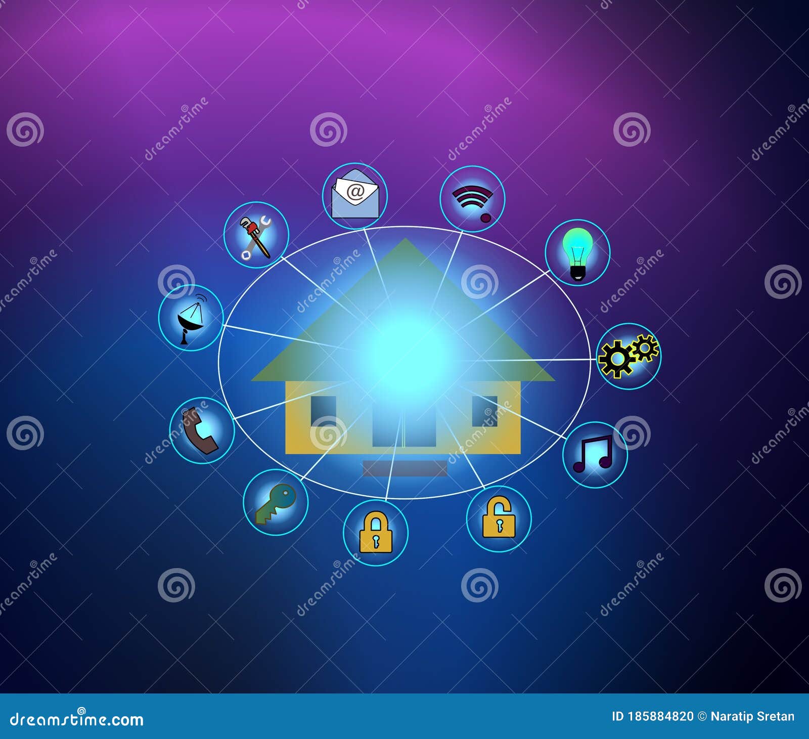 Smart Home Solution Network Stock Illustration - Illustration of ...