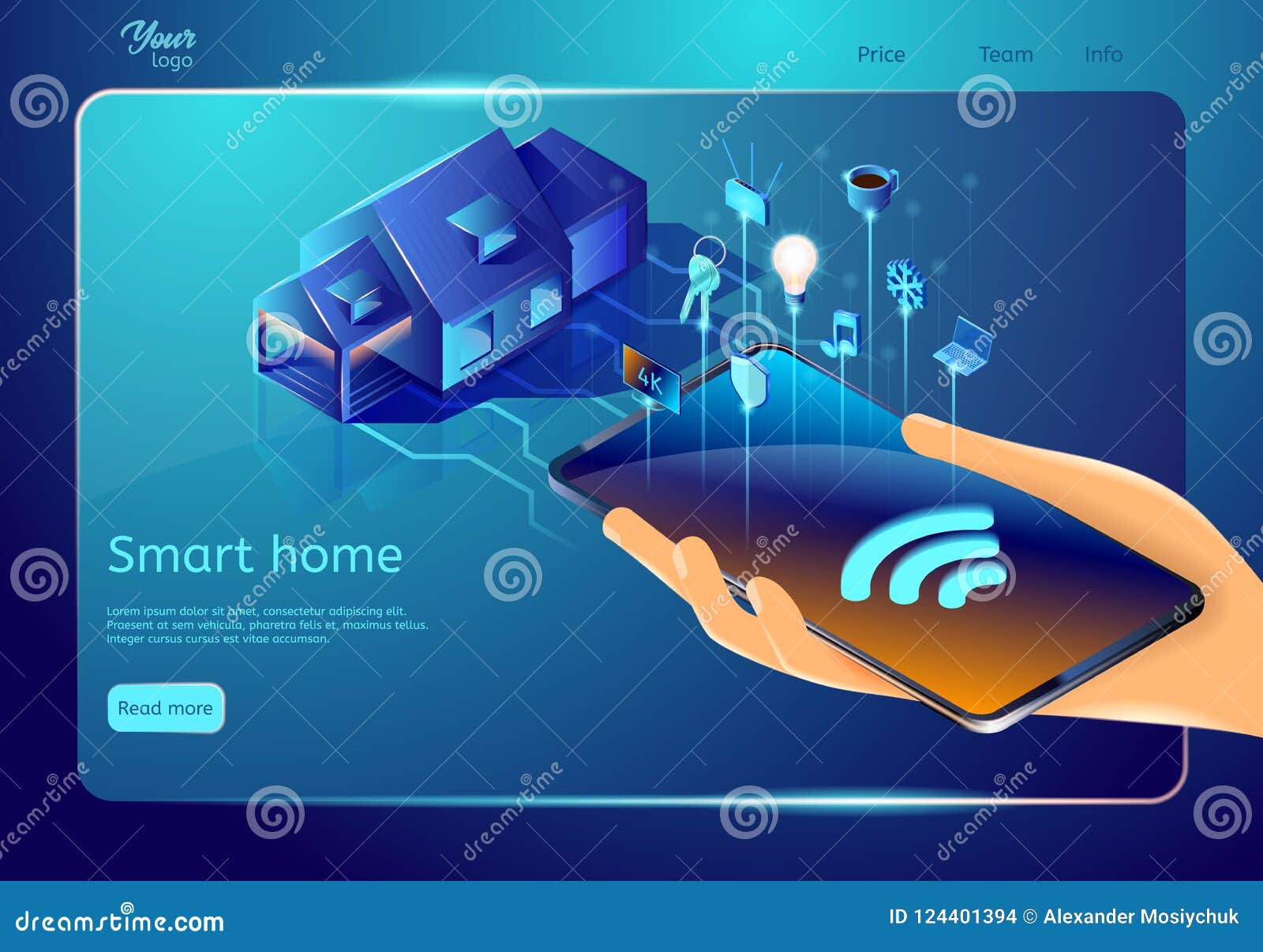 Smart Home Structure Web Page Template. Isometric Vector Illustration ...
