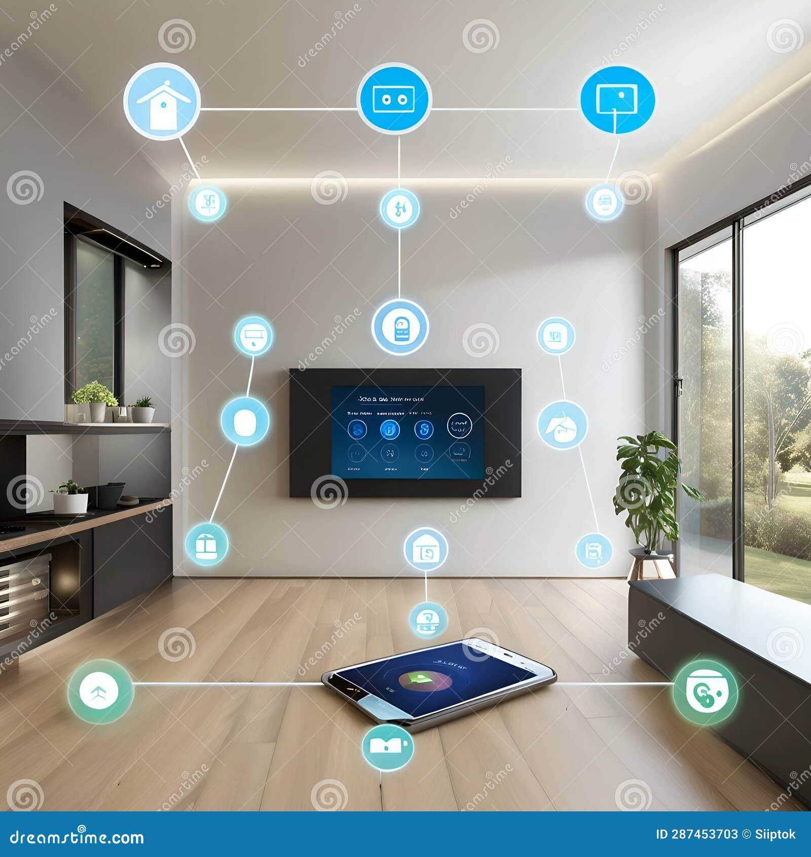 Smart Home System Illustration Background Stock Illustration ...