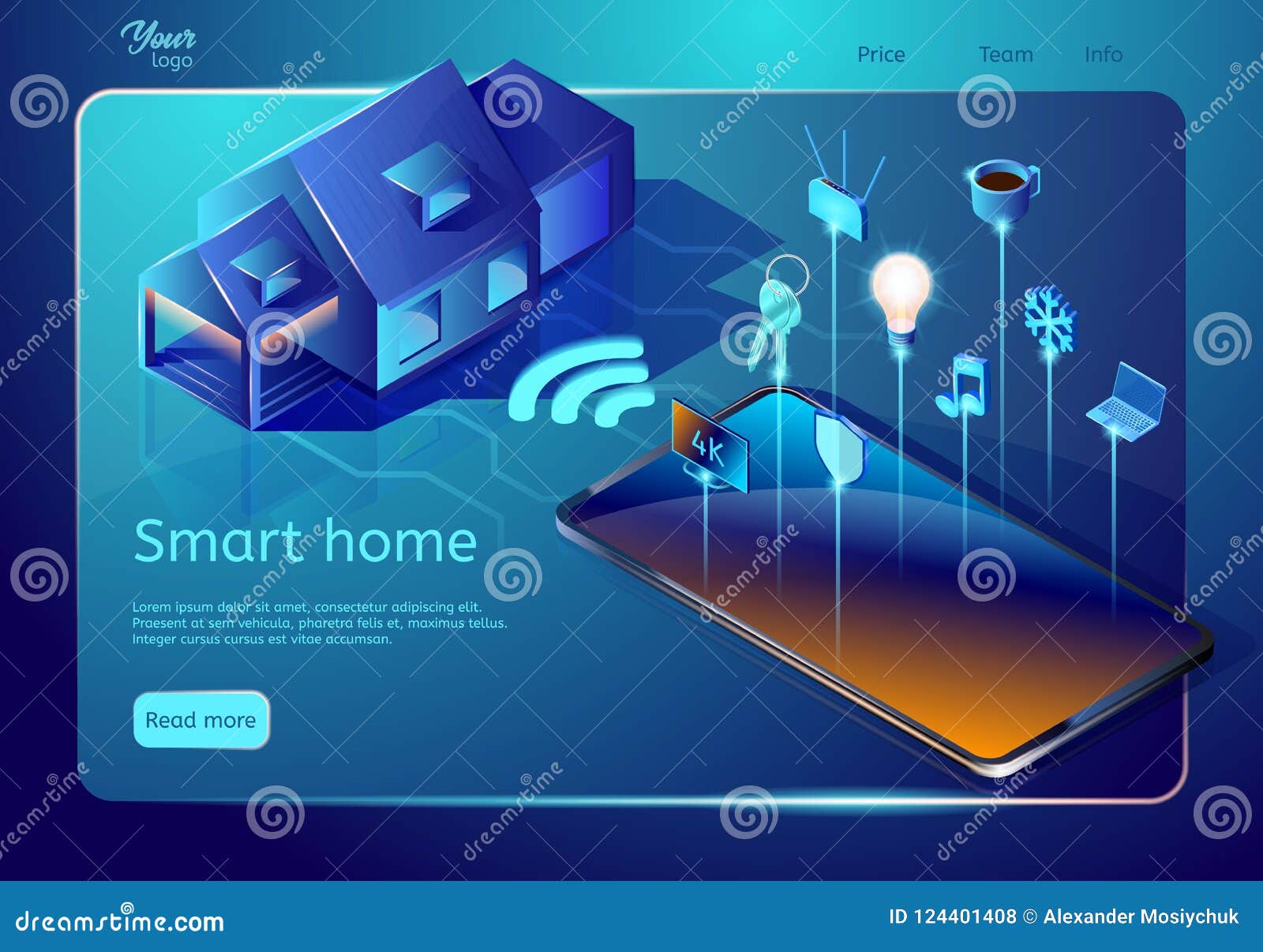Smart Home System Web Page Template. Isometric Vector Illustration ...