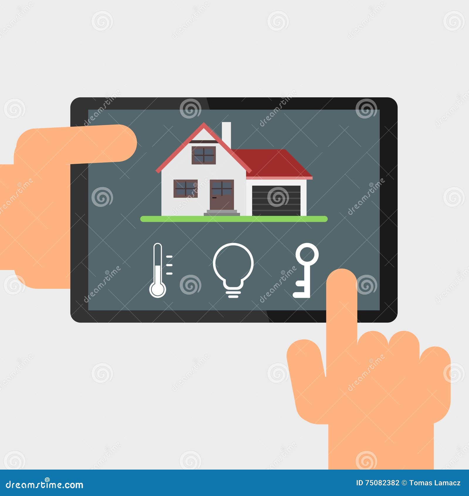 Smart home on tablet. stock vector. Illustration of innovation - 75082382