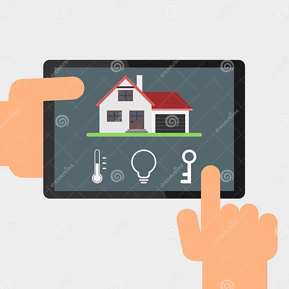Smart home on tablet. stock vector. Illustration of innovation - 75082382