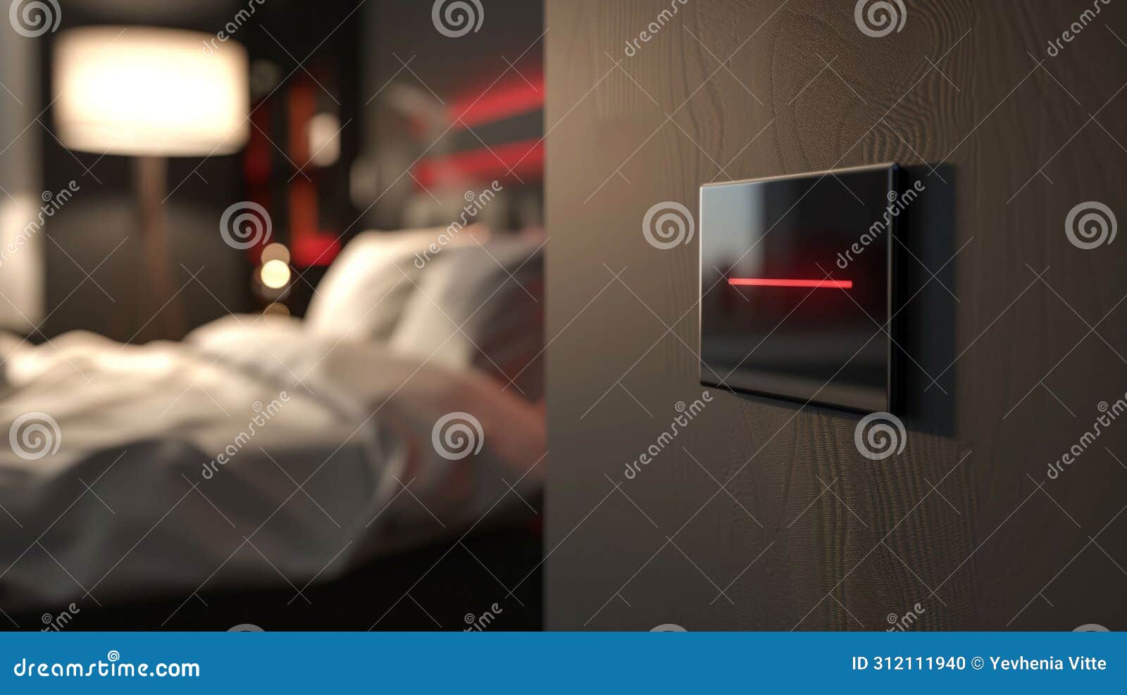 Smart Home Technology with Ambient Light in Bedroom. Generative Ai ...