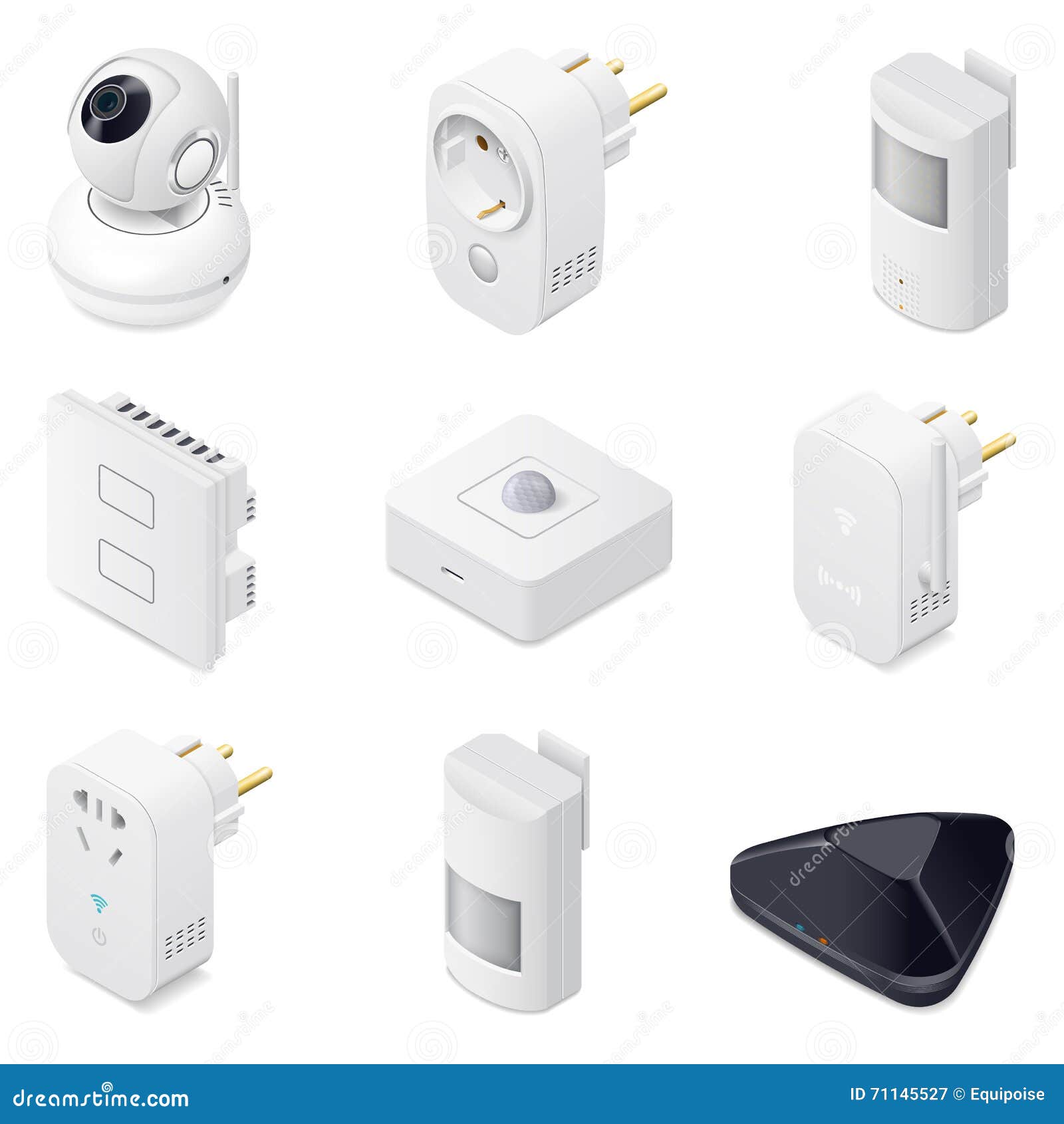 Smart Home Technology Appliances Icometric Icon Set Stock Illustration ...