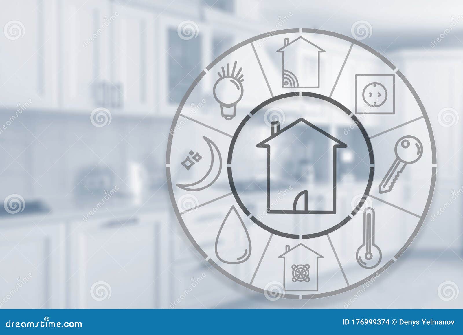 Smart Home Technology Concept. Touch Screen Display of Modern House ...