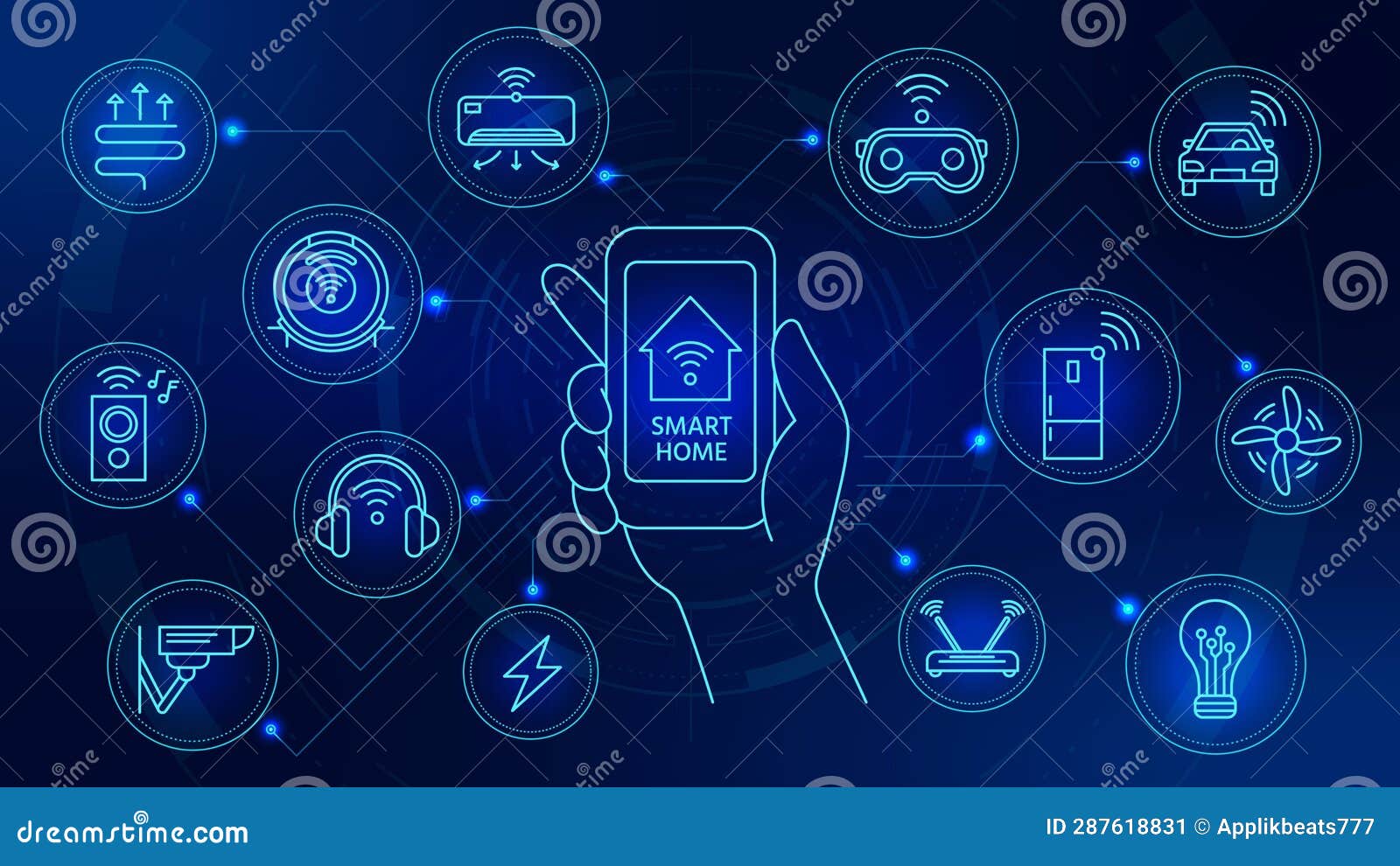 Smart Home Technology. Connected Devices with Smartphone App Control ...