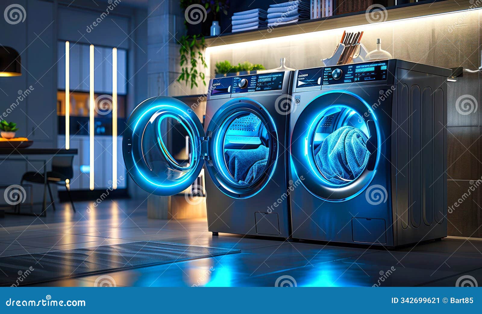 Smart Home Technology Futuristic AI Powered Washing Machine with ...