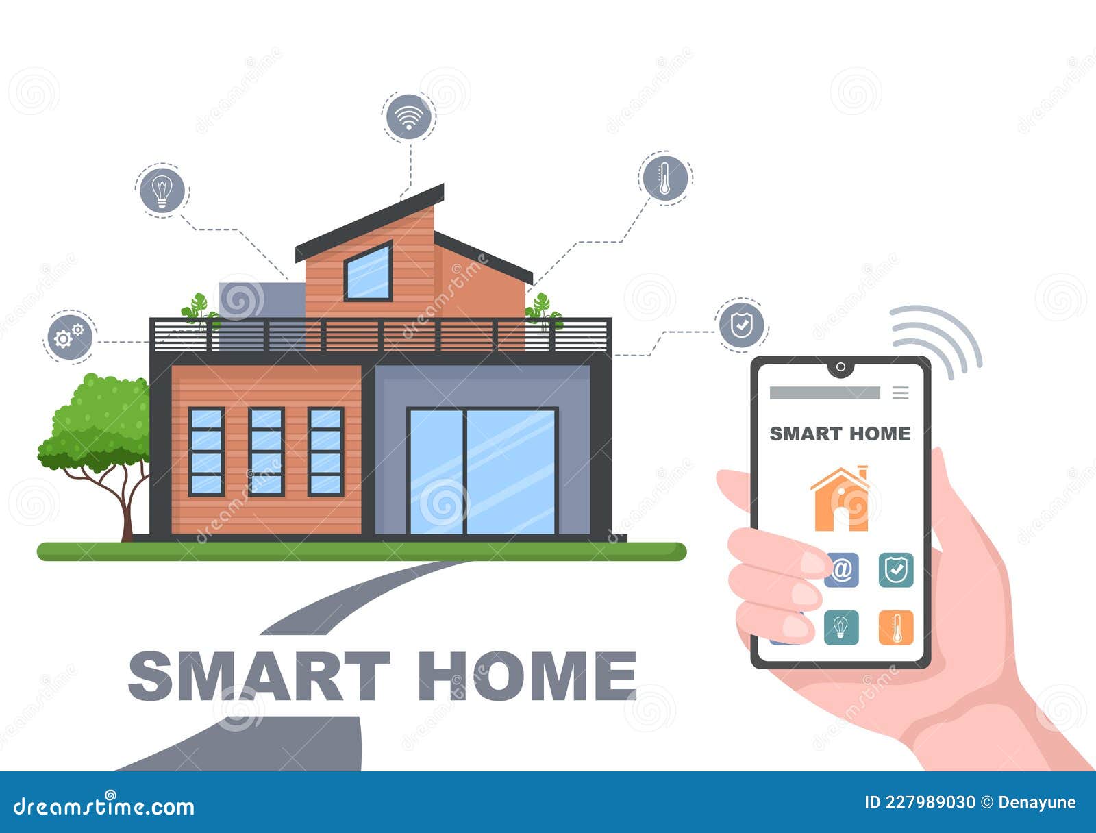 Smart Home Technology House Control System of Lighting, Heating ...