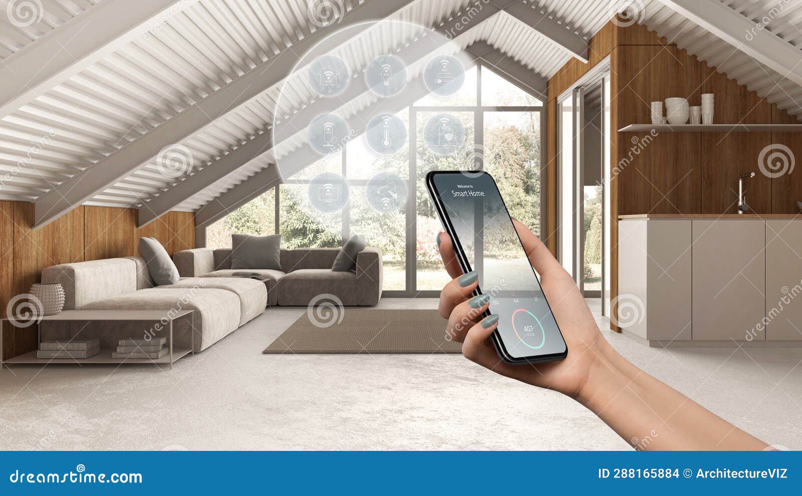 Smart Home Technology Interface on Phone App, Internet of Things ...