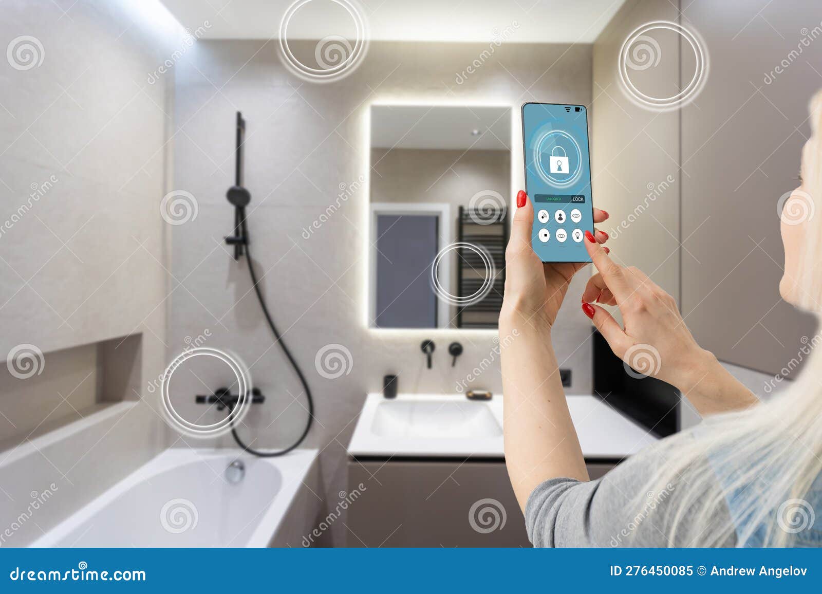 Smart Home Technology, IoT Internet of Things Interface on Smartphone ...