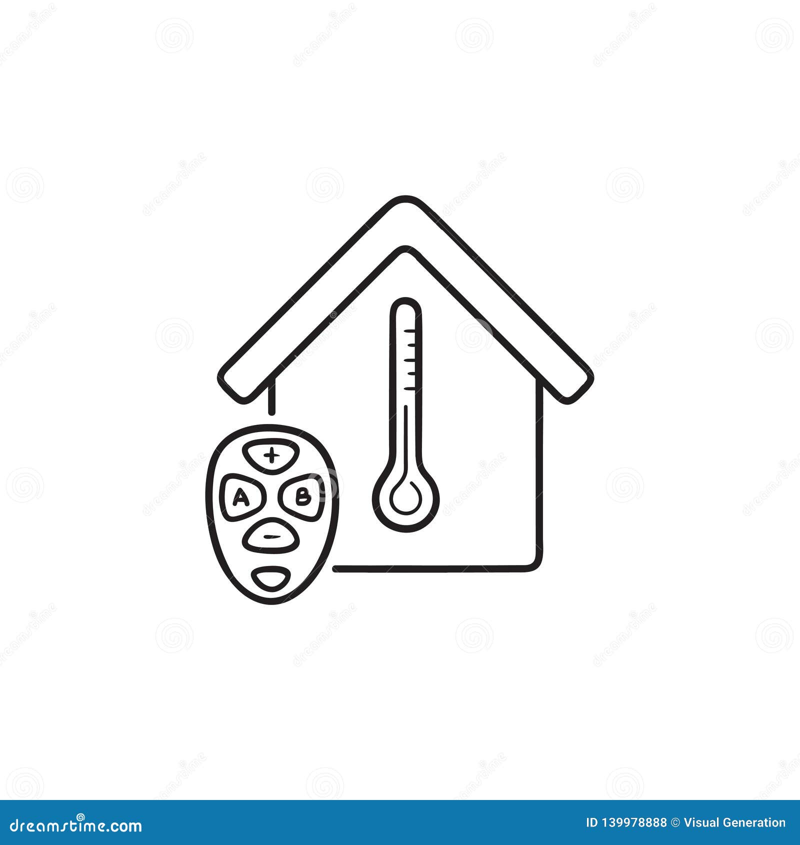 Smart Home Temperature Control Hand Drawn Outline Doodle Icon. Stock ...