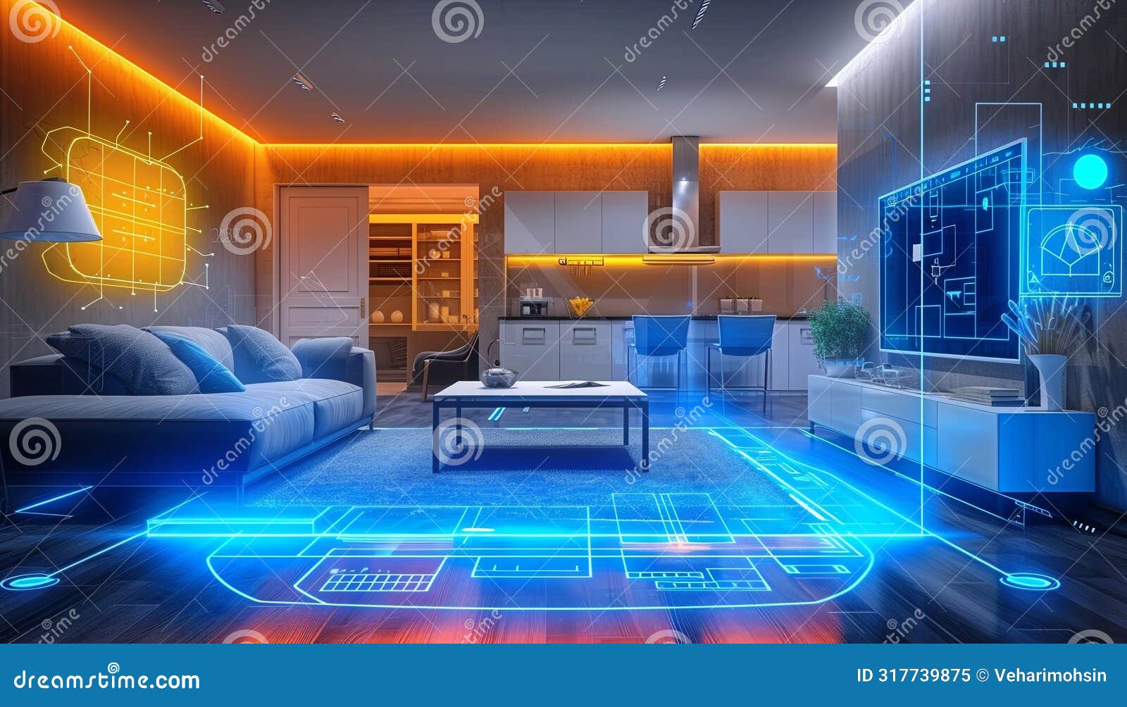 Smart Home Ui AR Interface. Technology and Innovation Stock ...