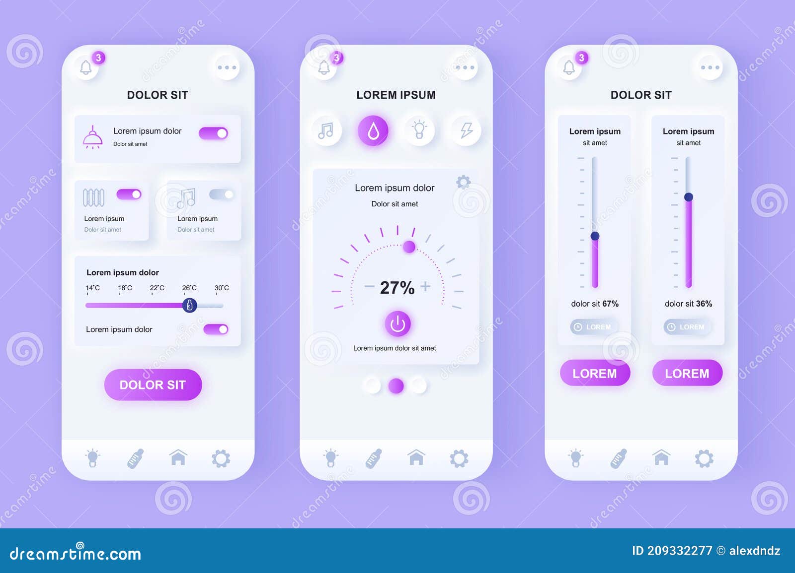 Smart Home Unique Neomorphic Design Kit. Stock Vector - Illustration of ...