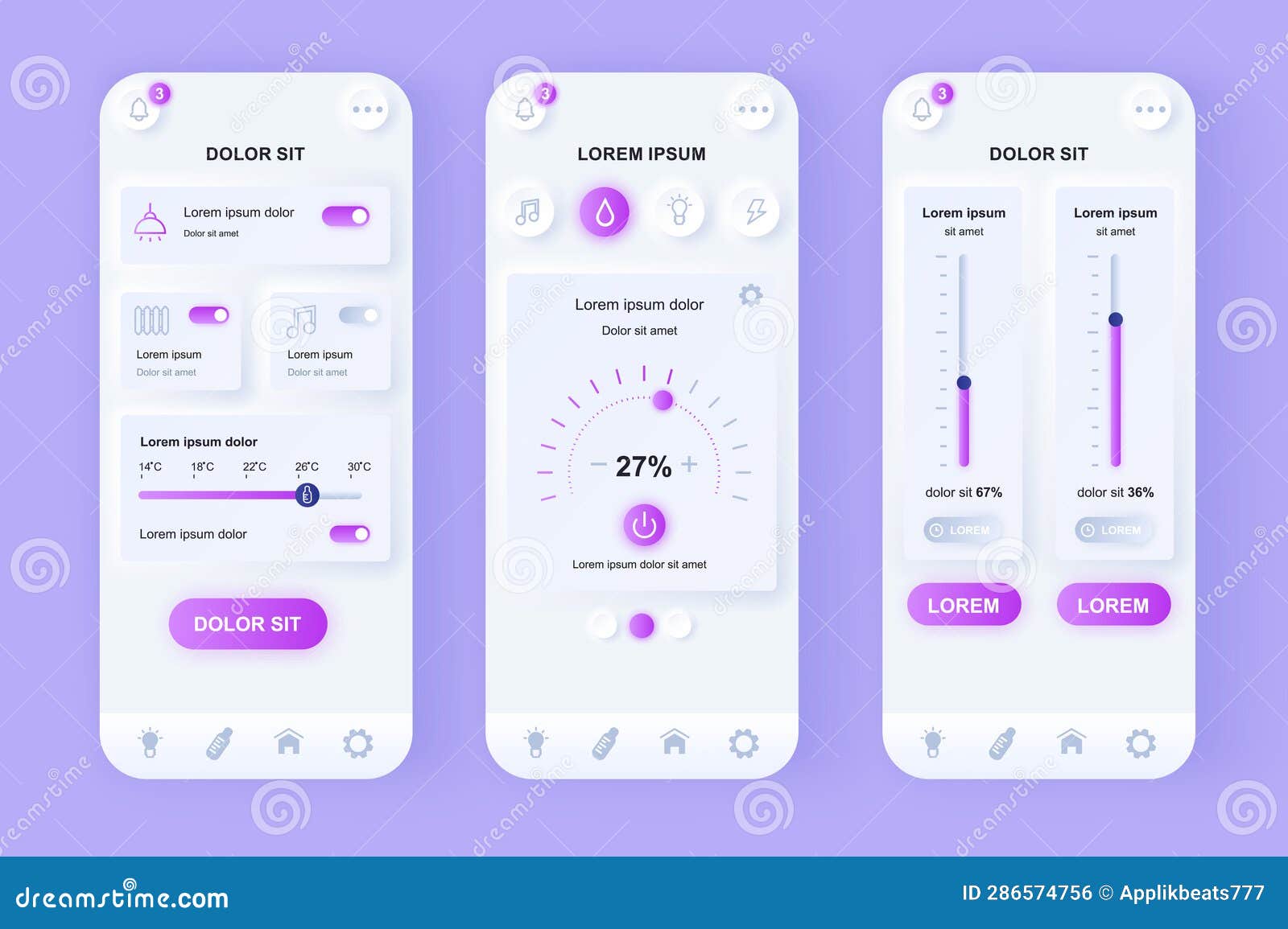 Smart Home Unique Neomorphic Design Kit. Internet of Things Technology ...
