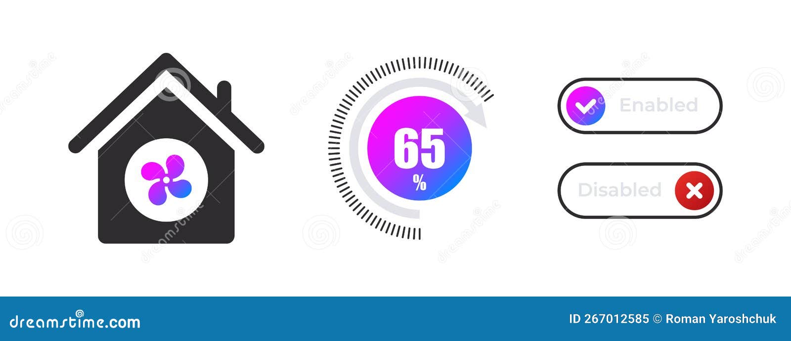 Smart Home Ventilation Control Signs. Smart Home Interface Stock Vector ...