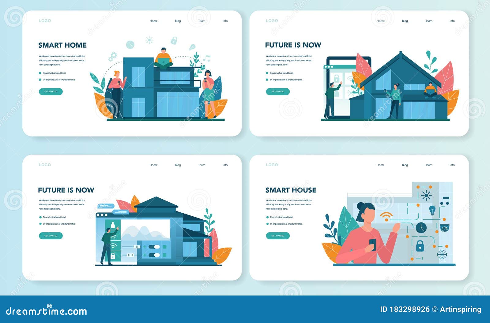 Smart Home Web Banner or Landing Page Set. Idea of Wireless Stock ...