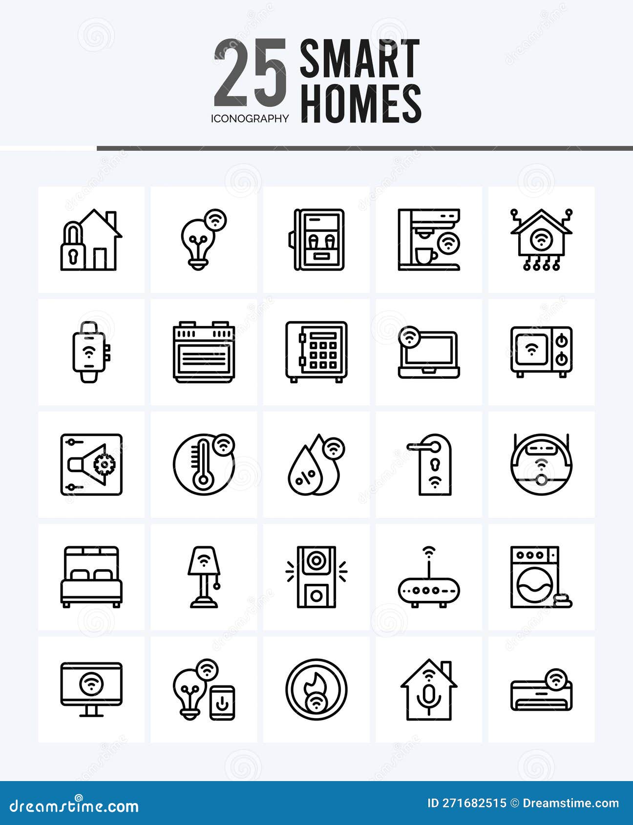 25 Smart Homes Outline Icons Pack Vector Illustration Stock Vector ...