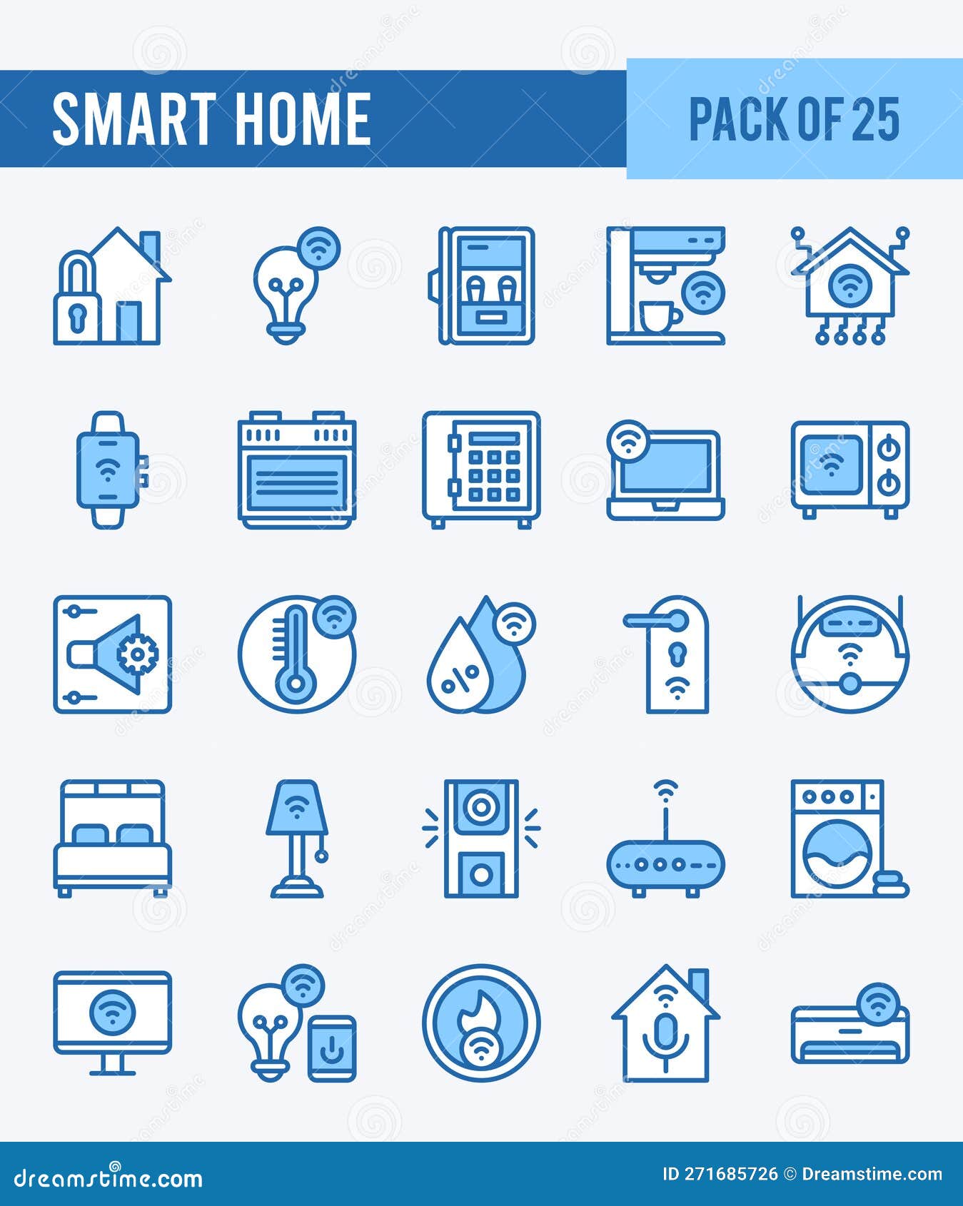 25 Smart Homes. Two Color Icons Pack. Vector Illustration Stock Vector ...