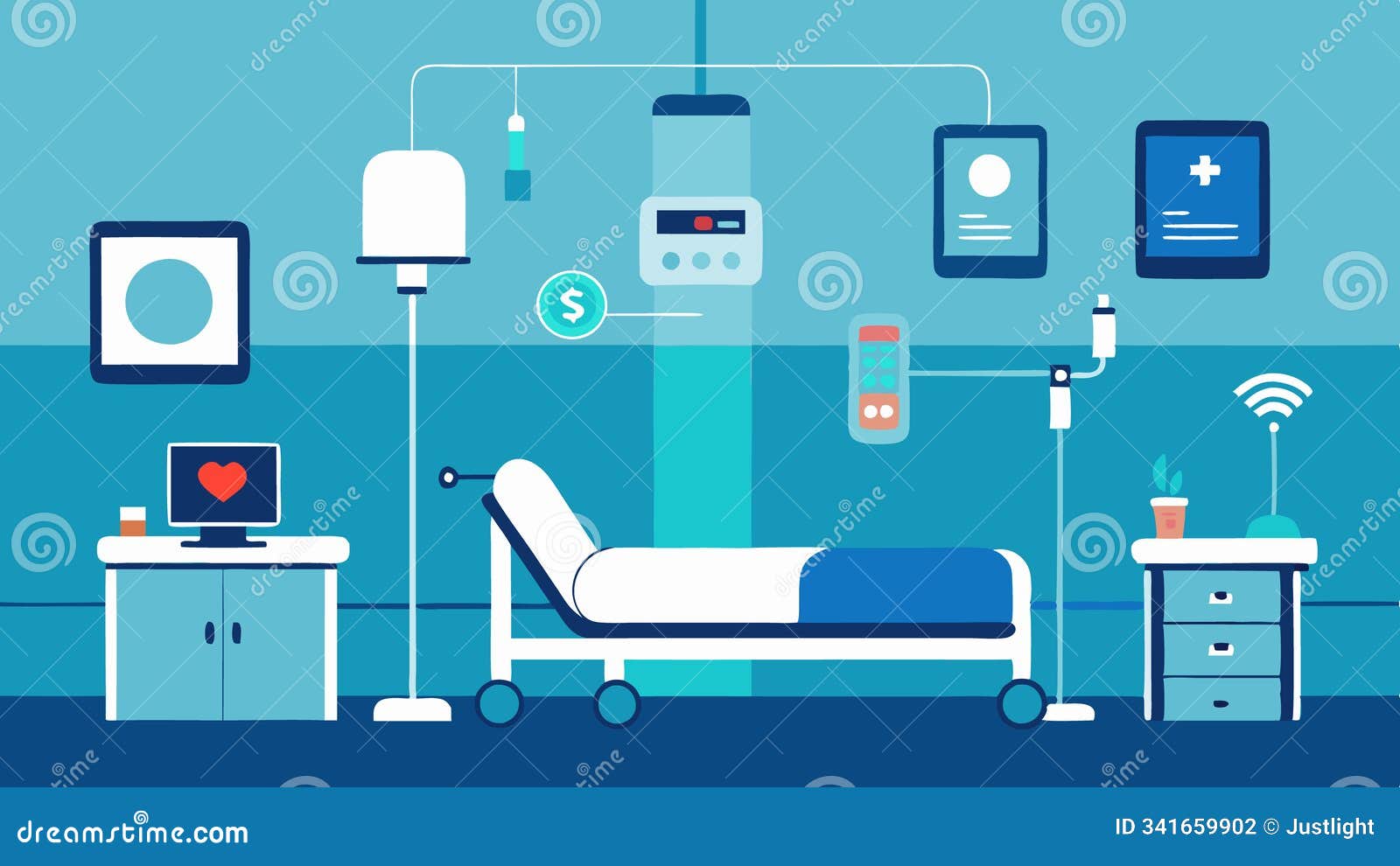 Smart Hospital Room a Hospital Room Featuring Various AI Devices Like ...