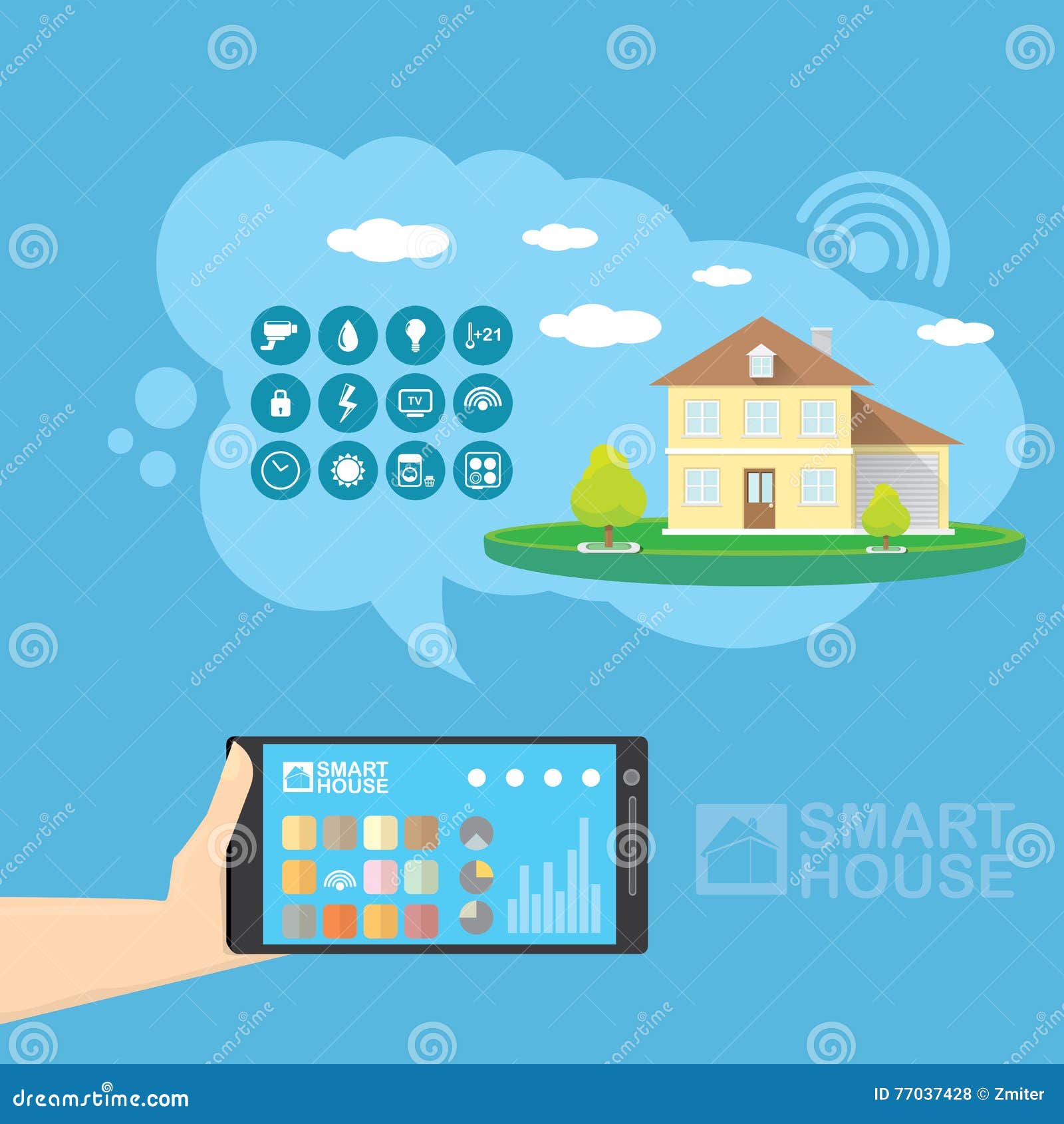 Smart House Control Vector Concept Illustration. Stock Vector ...