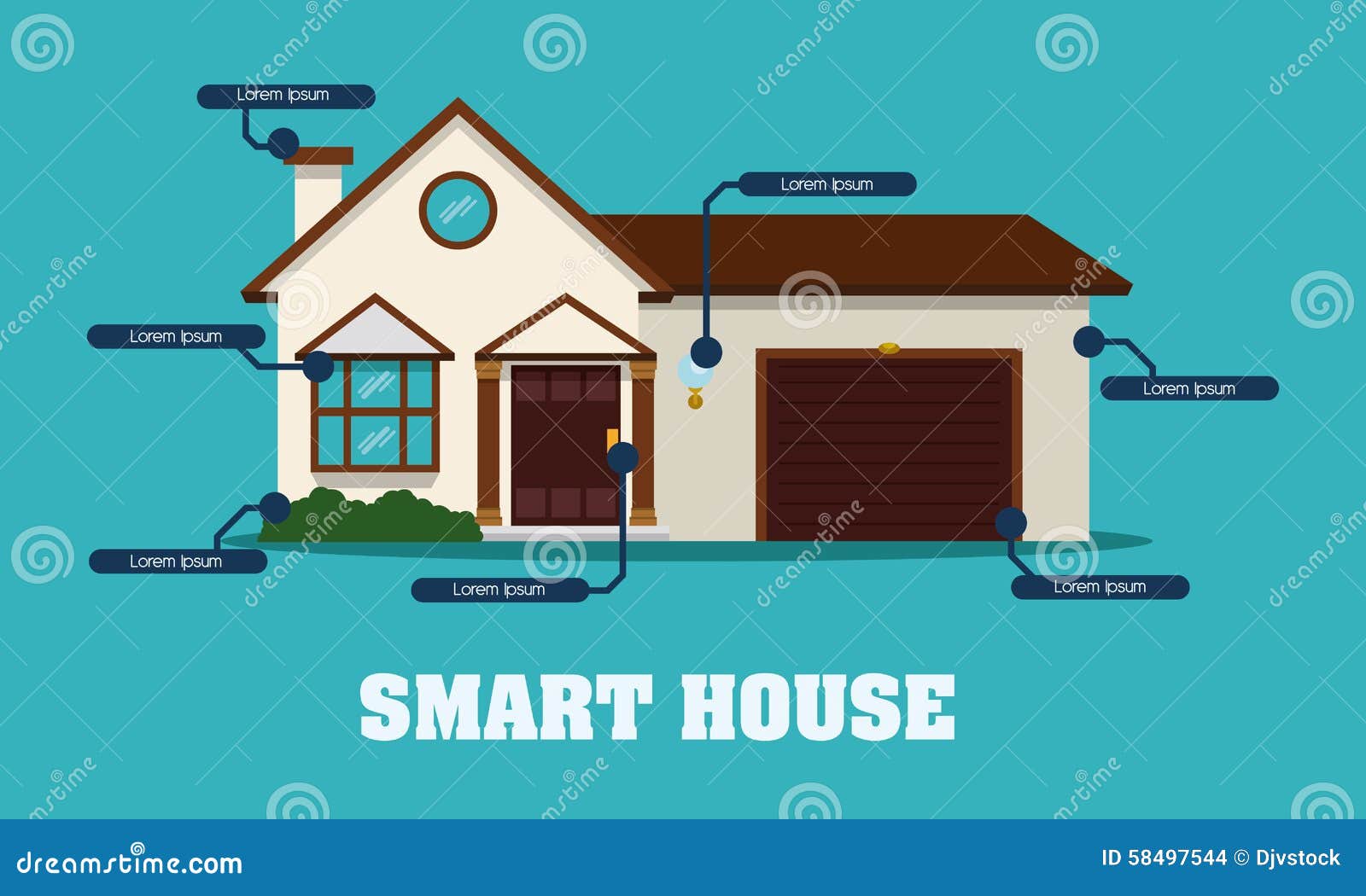 Smart house design. stock vector. Illustration of electronic - 58497544