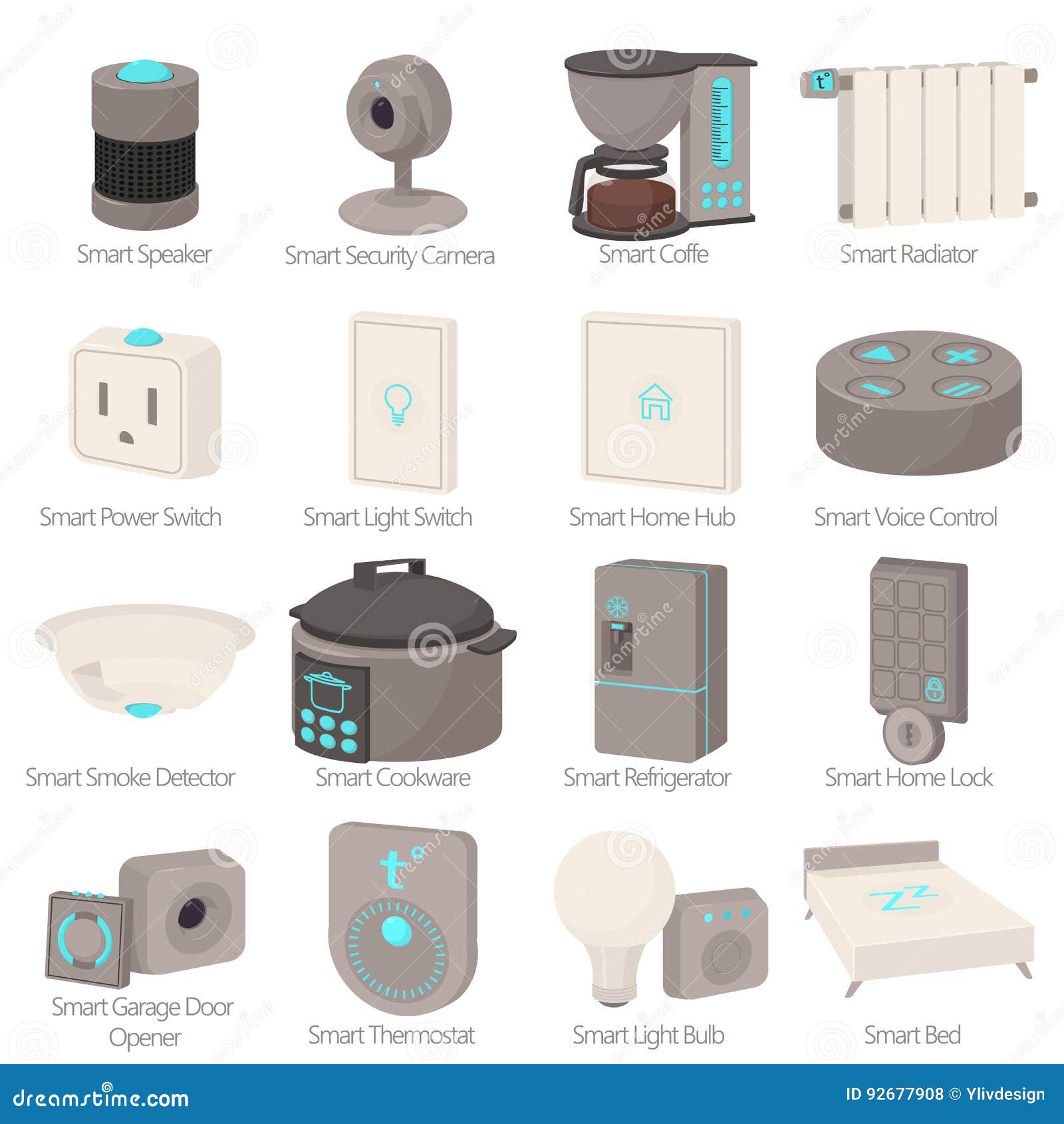 Smart House Devices Icons Set, Cartoon Style Stock Vector ...