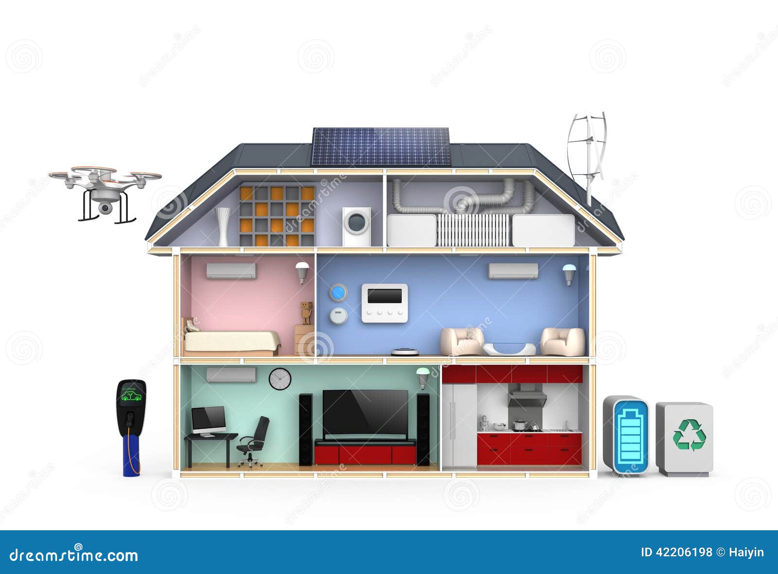 Energy Efficient At Home Vector Illustration Of Smart House Technology ...