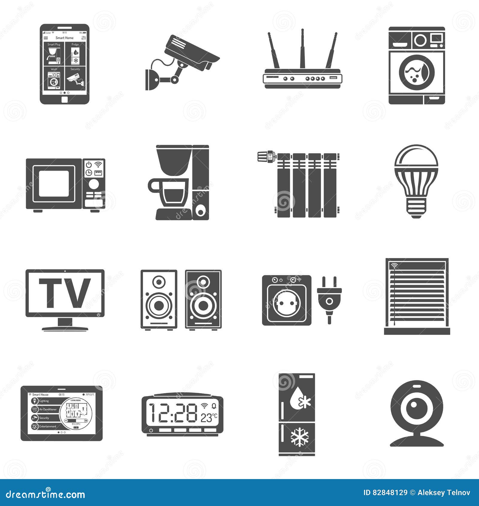 Smart House and Internet of Things Icons Set Stock Vector ...