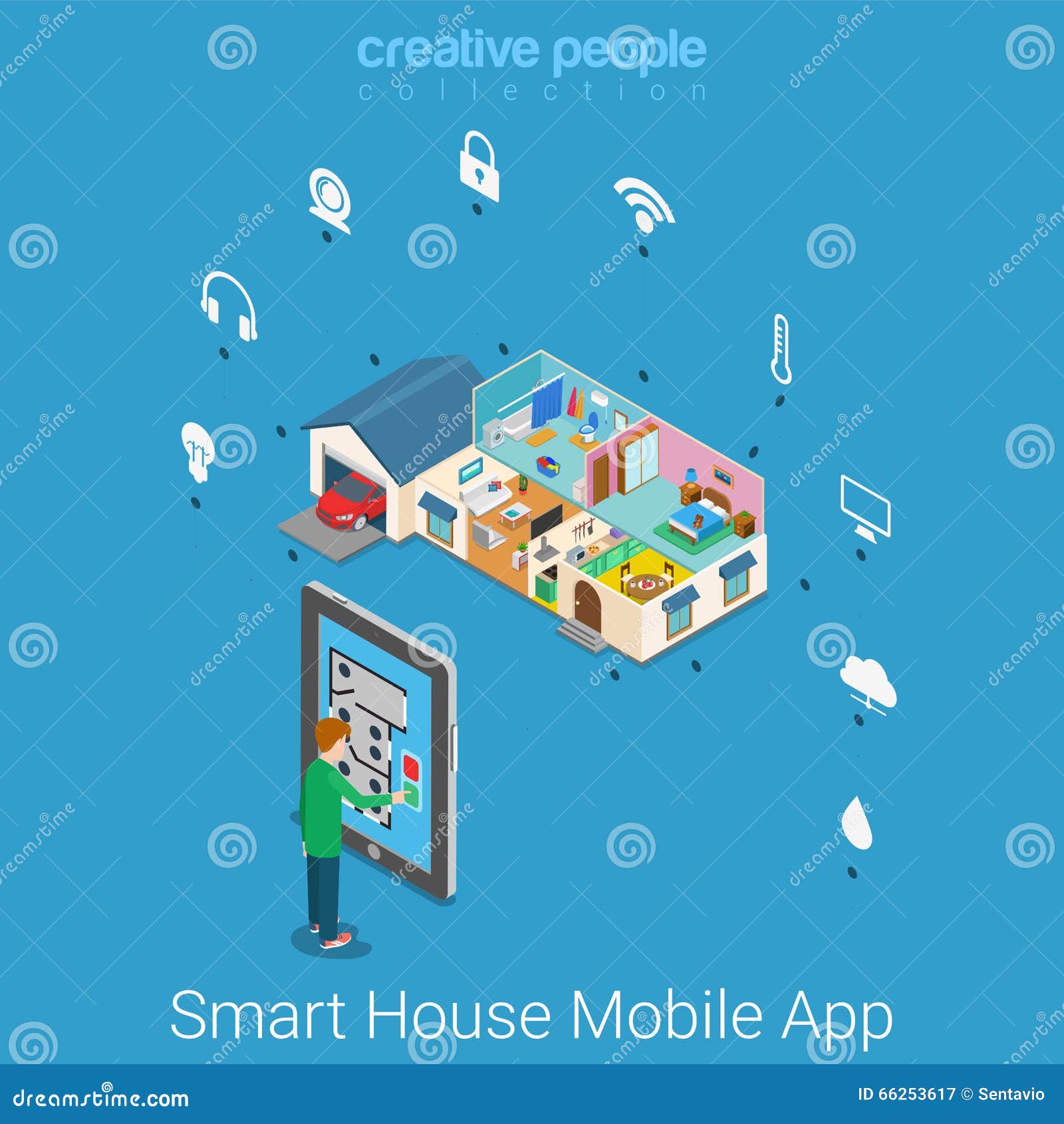 Smart House Mobile Application Technology Flat Isometric Vector Stock ...