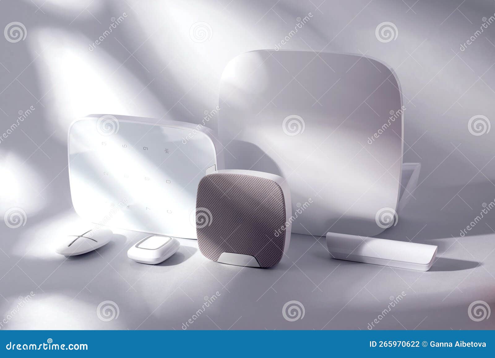 Smart House Security System Gadgets. Motion Sensor, Panic Button, and ...