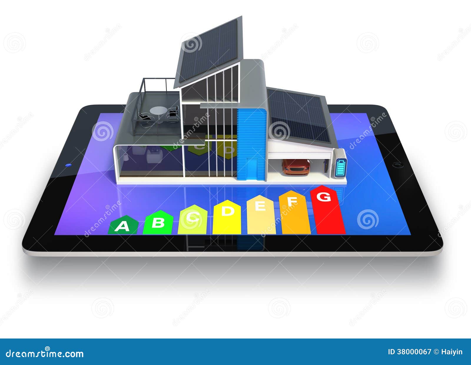 Smart House on a Tablet Screen. Stock Illustration - Illustration of ...