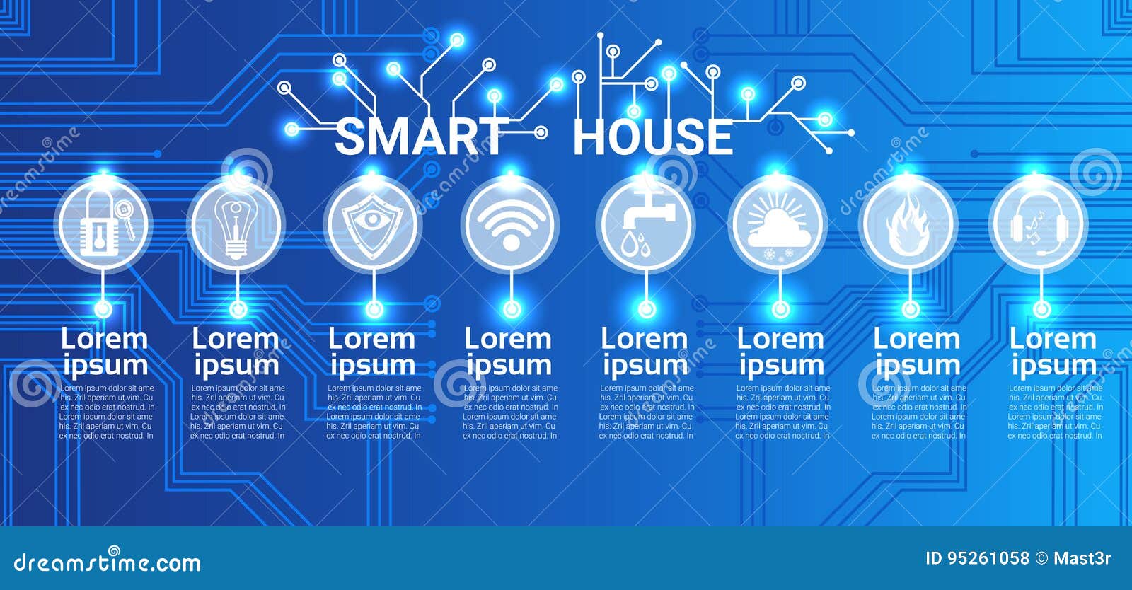 Smart House Technology Control System Icon Infographic with Copy Space ...