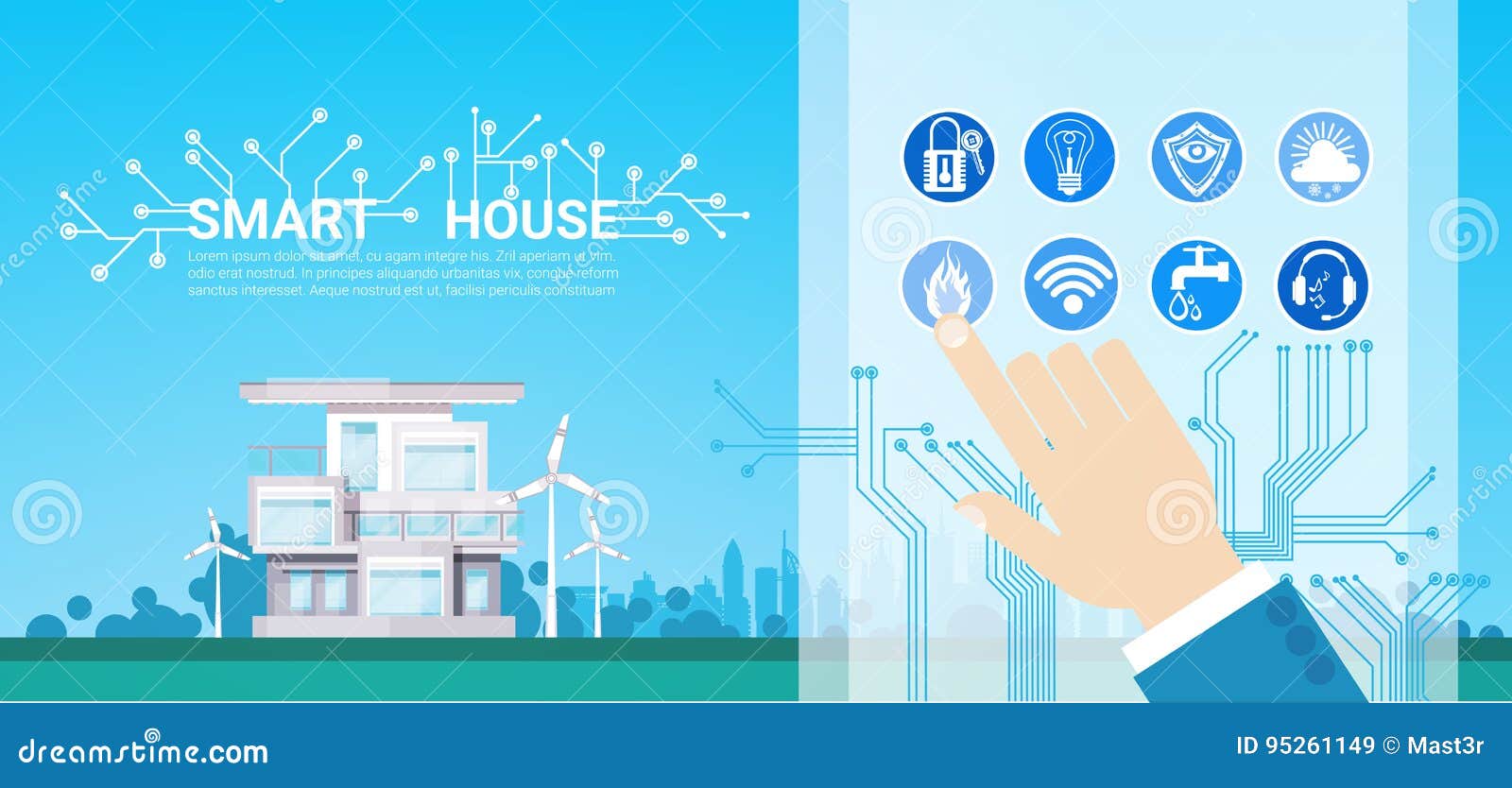 Smart House Technology Control System Icon Infographic with Copy Space ...