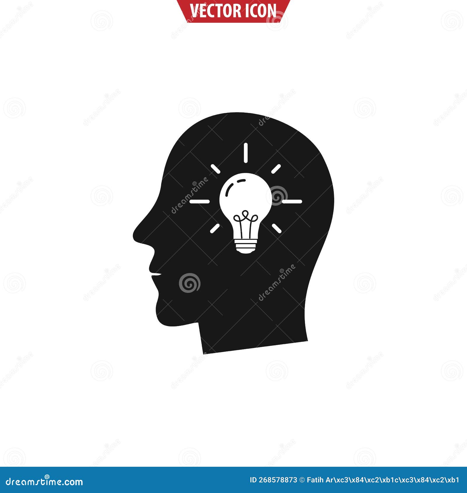 Smart Human Head Icon. Creative Idea Concept. Isolated Vector ...
