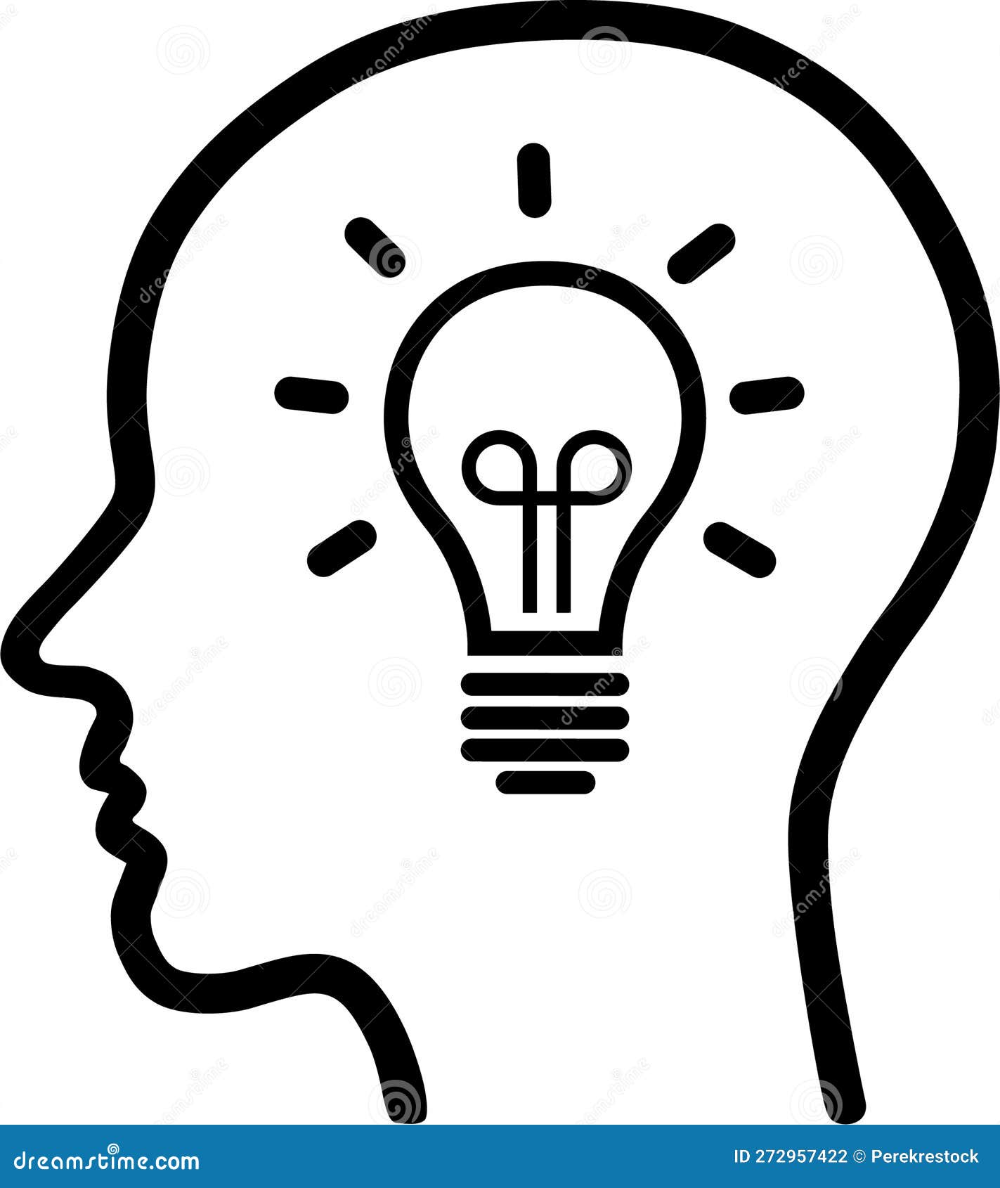 Smart Human Head Line Icon As Concept of Brain Idea and Thinking Stock ...