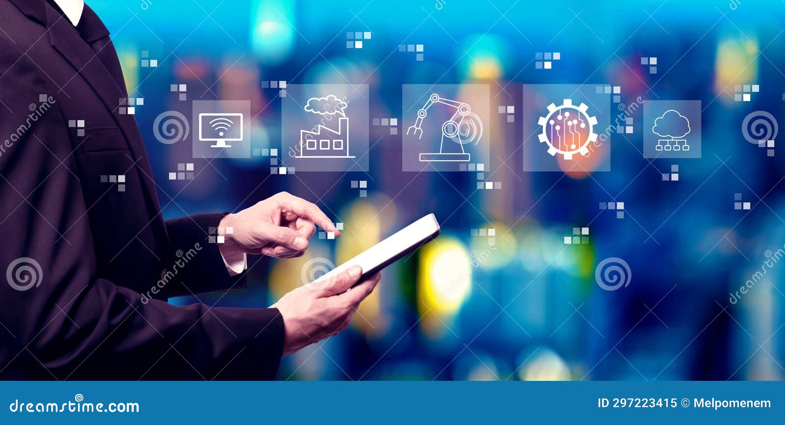 Smart Industry Concept with Businessman Using a Tablet Computer Stock Image - Image of tablet ...