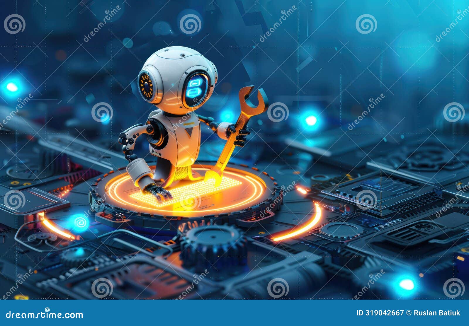 Smart Industry Concept: Robotic Arm in Digital Interface Environment ...