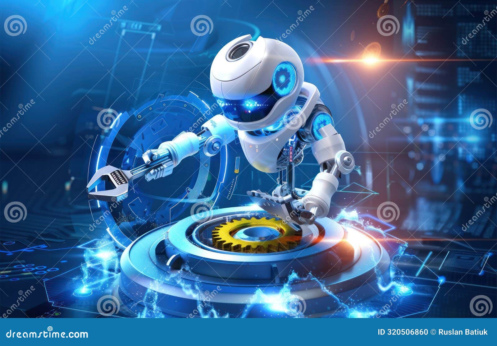 Smart Industry Concept: Robotic Arm in Digital Interface Environment ...