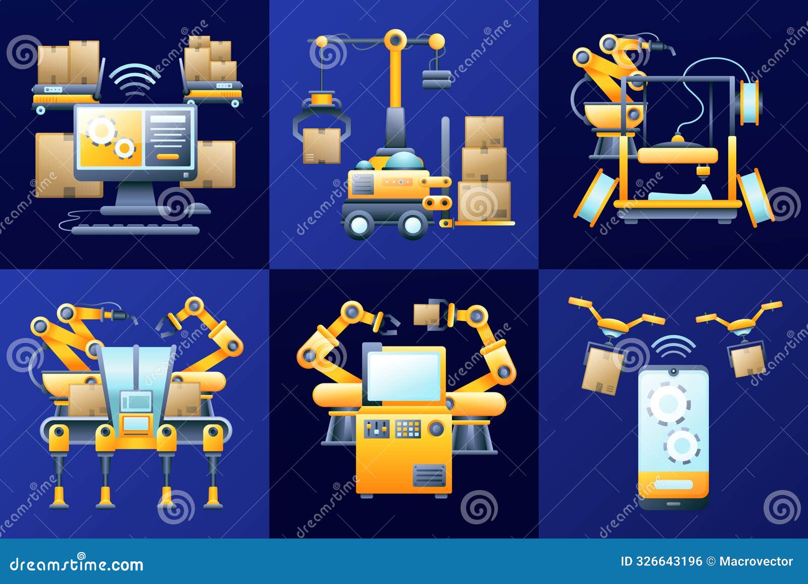 Smart Industry 4.0. Robotic Hand. Factory Automation. Autonomous ...