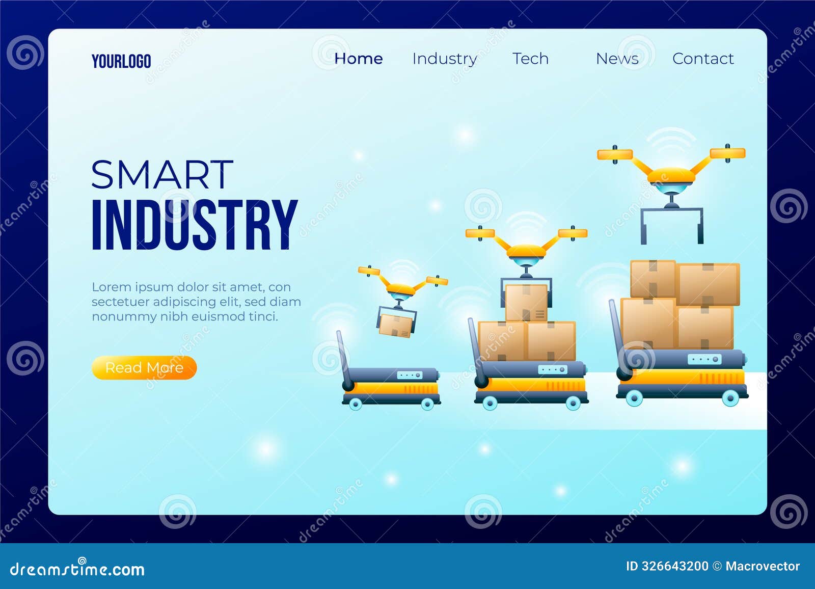 Smart Industry Flat Cartoon Landing Page Stock Illustration ...