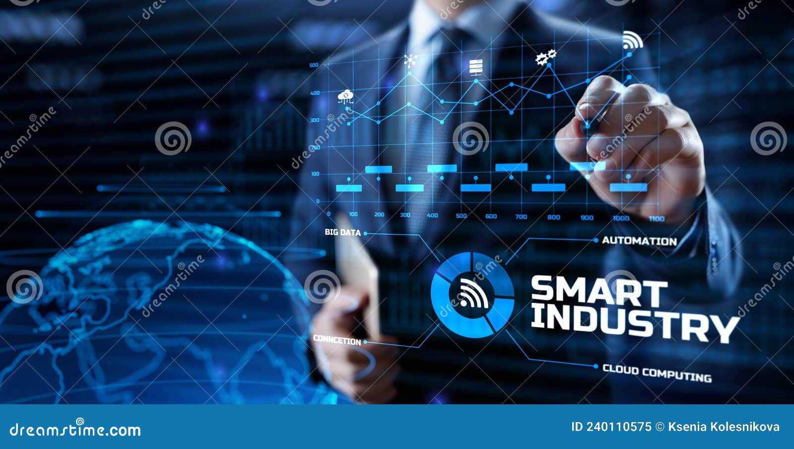 Smart Industry 4.0 Manufacturing Technology Concept on Screen Stock ...