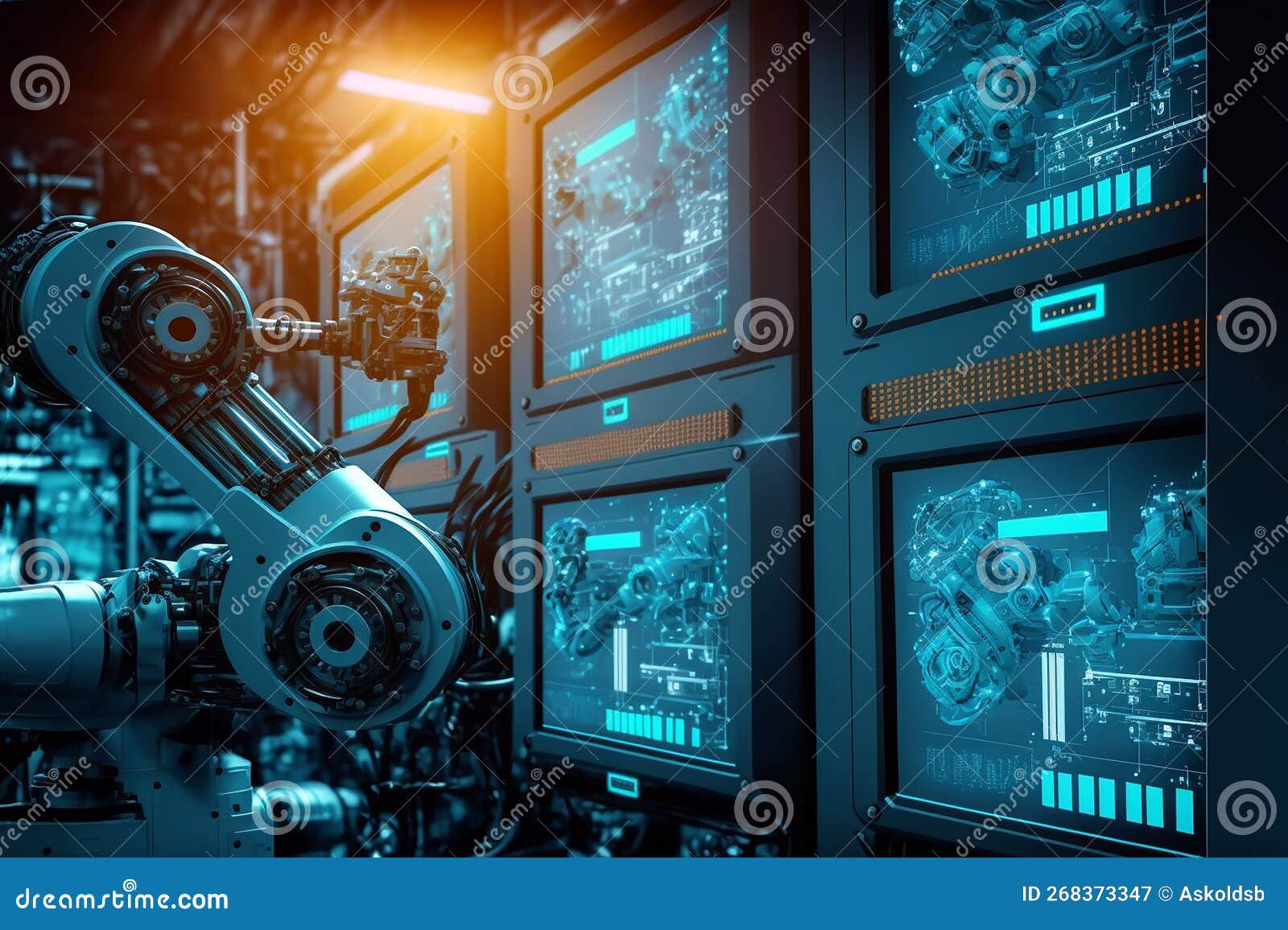 Smart Industry Robot Arm for Factory Production Process Automation Technology, Generative AI ...