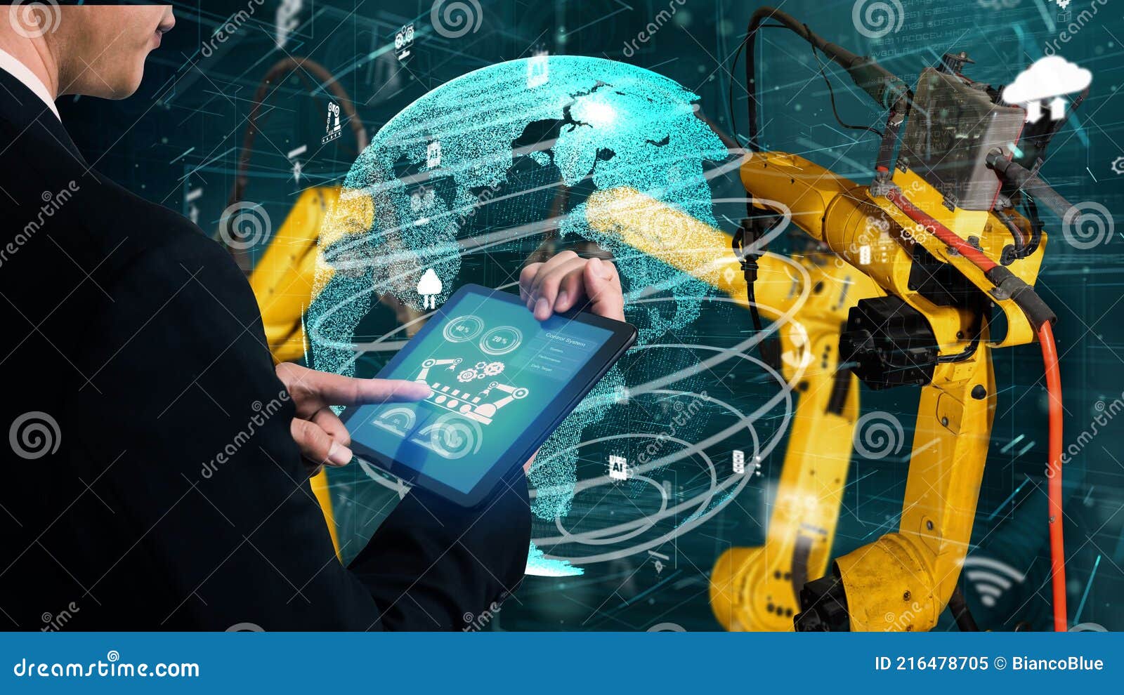 Smart Industry Robot Arms Modernization for Digital Factory Tech Stock ...