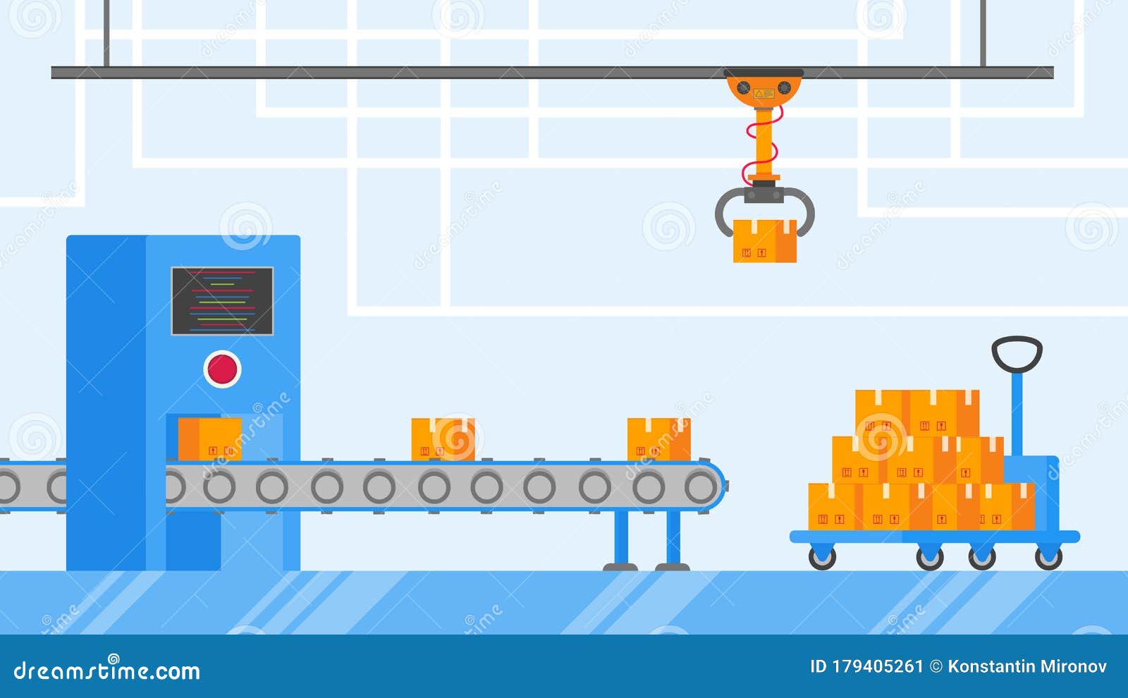 Smart Industry 4.0 and Technology Assembly Line Flat Style Design ...
