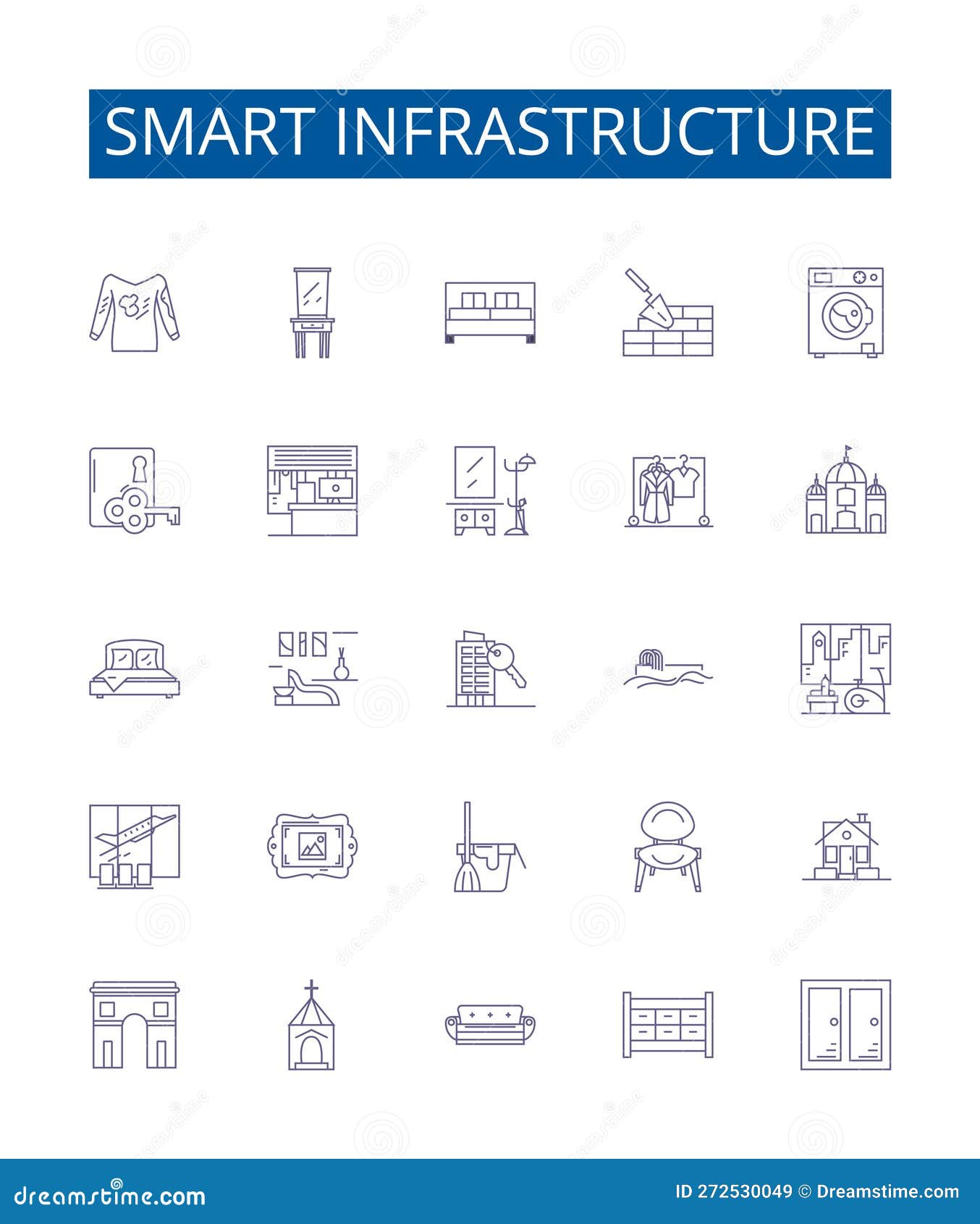 Smart Infrastructure Line Icons Signs Set. Design Collection of Smart ...