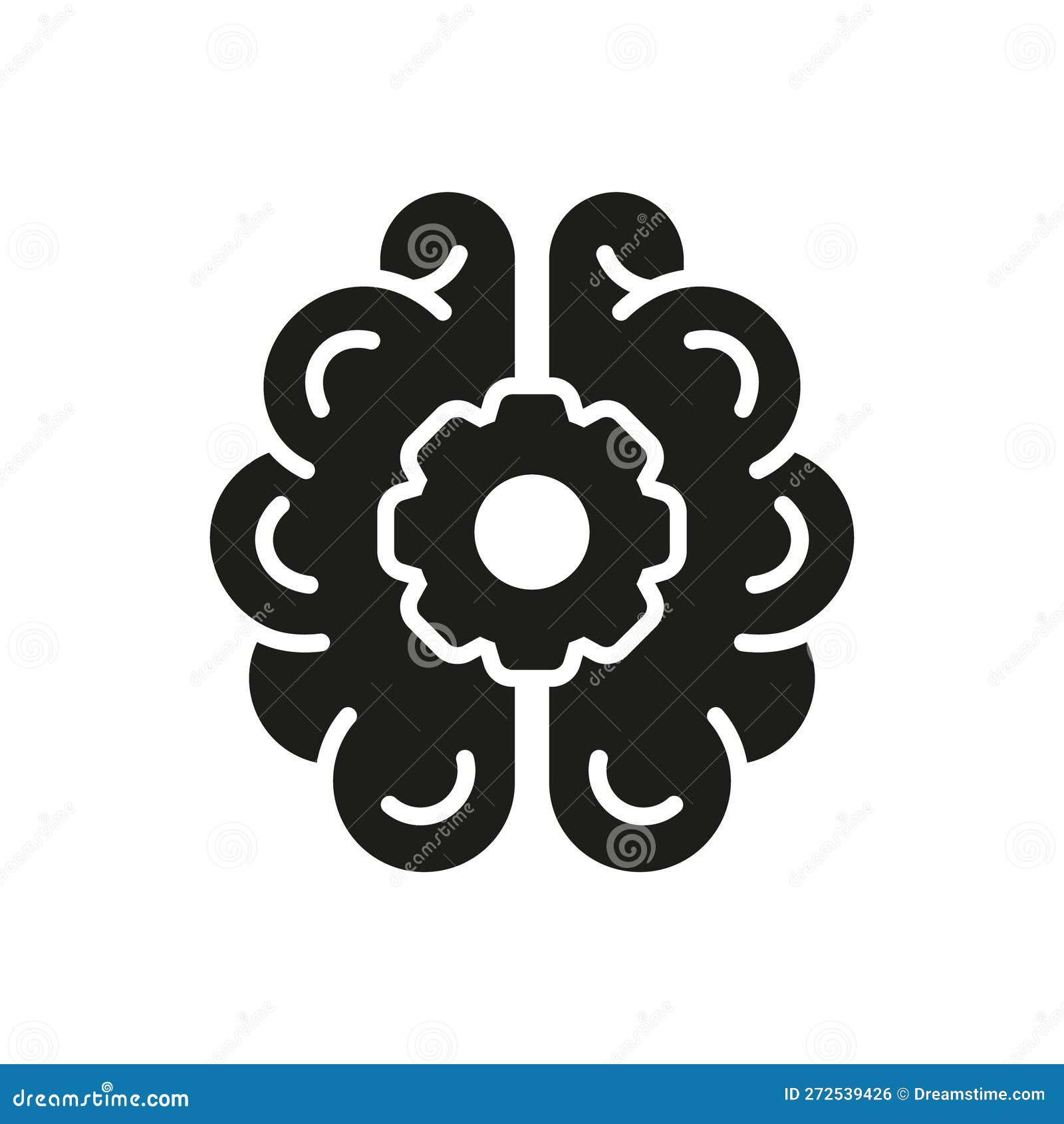 Smart Innovation Solid Pictogram. Human Brain With Gear Black ...