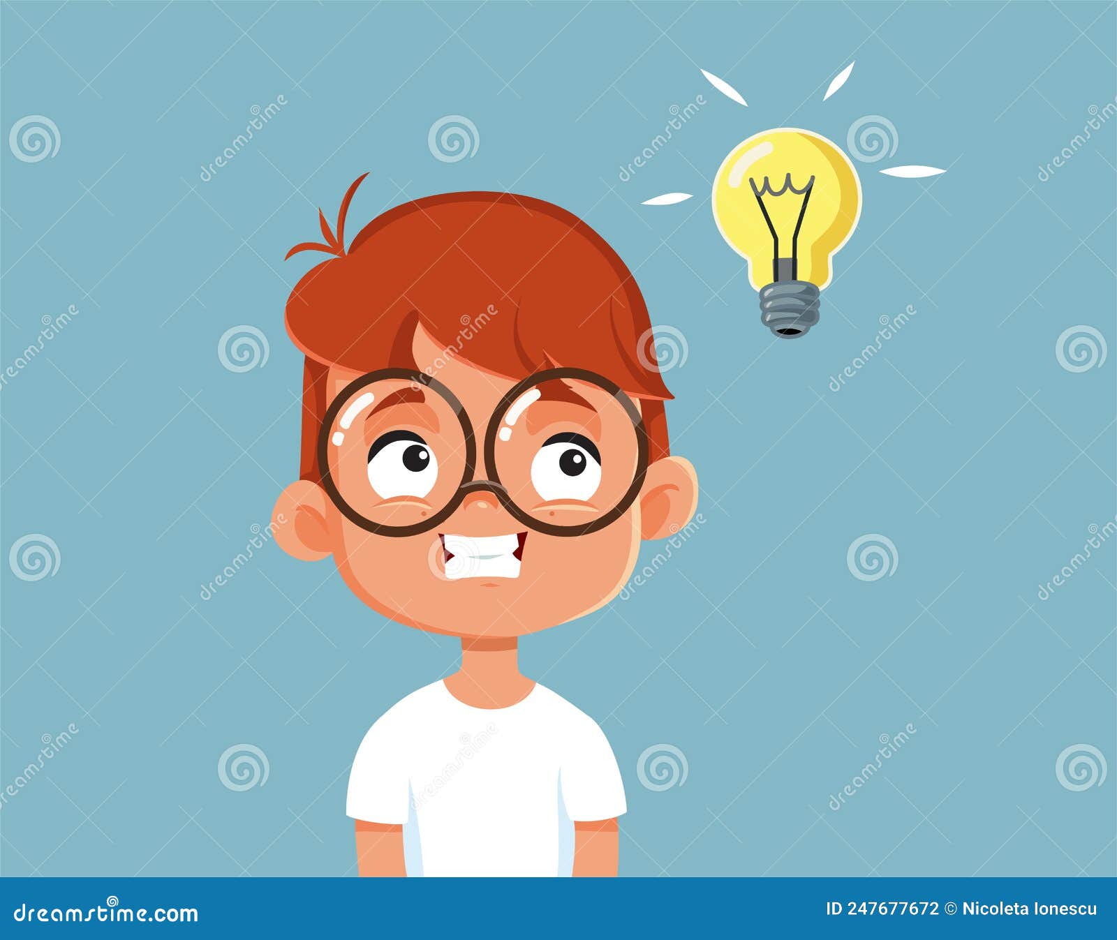Clever Little Boy Having a Brilliant Idea Vector Cartoon Stock Vector ...