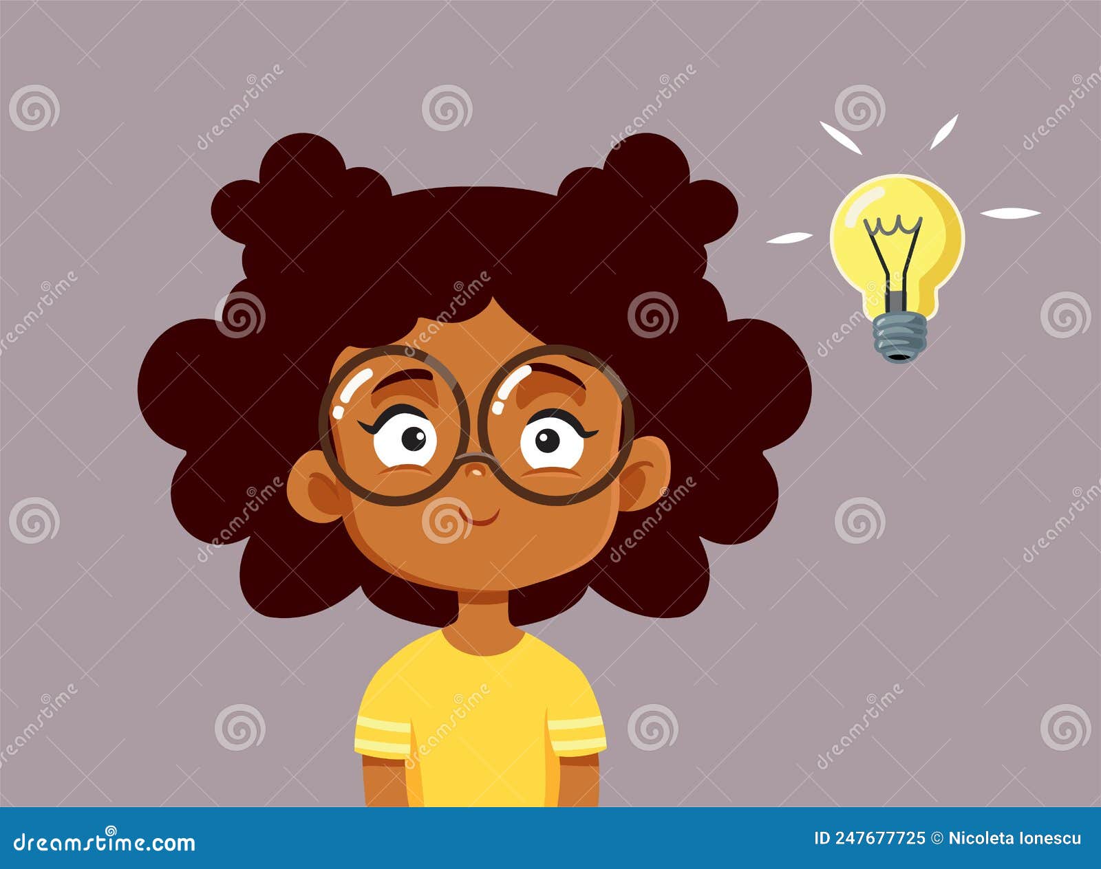 Happy Student Girl Getting A Creative Idea Vector Cartoon ...